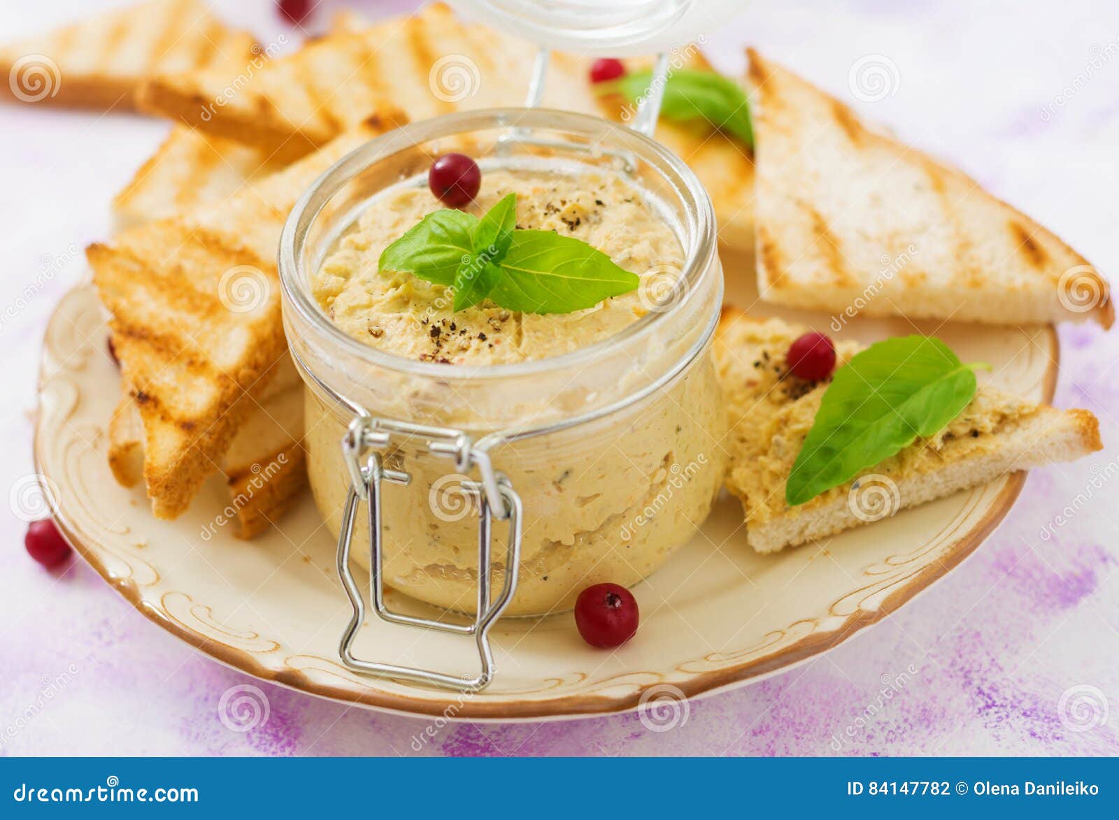 Pate Chicken - Rillette, Toast and Herbs Stock Photo - Image of canape ...
