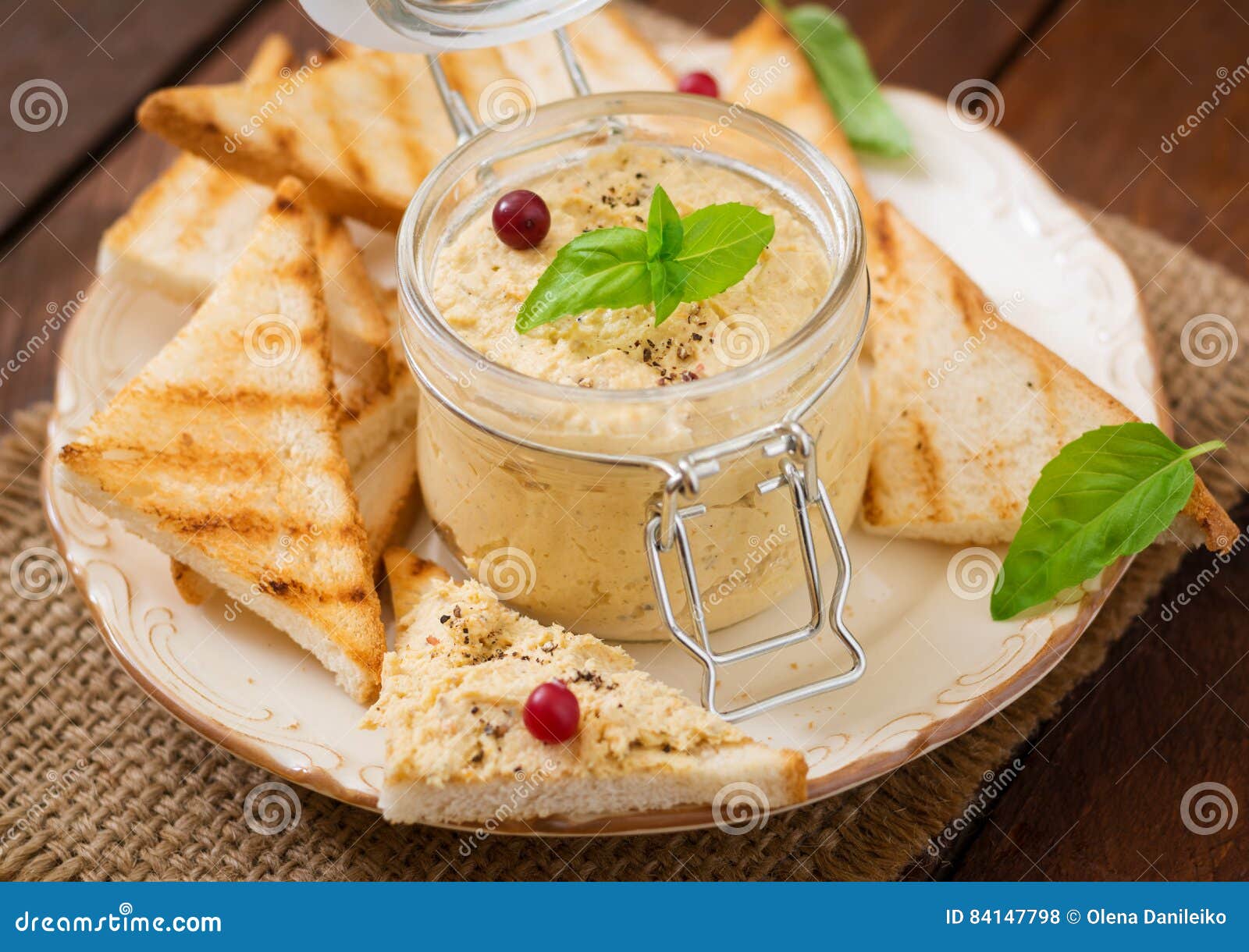 Pate Chicken - Rillette, Toast and Herbs Stock Photo - Image of meal ...