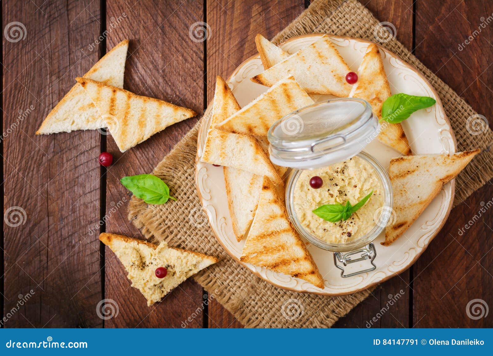 Pate Chicken - Rillette, Toast and Herbs Stock Image - Image of ...