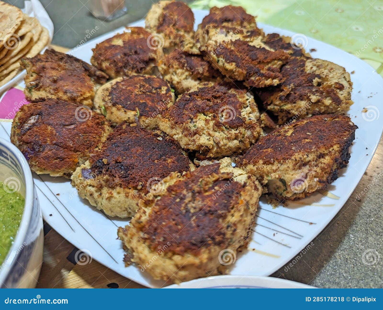 A Pate Full of Chicken Kababs or Shami Kebabs Stock Photo - Image of ...