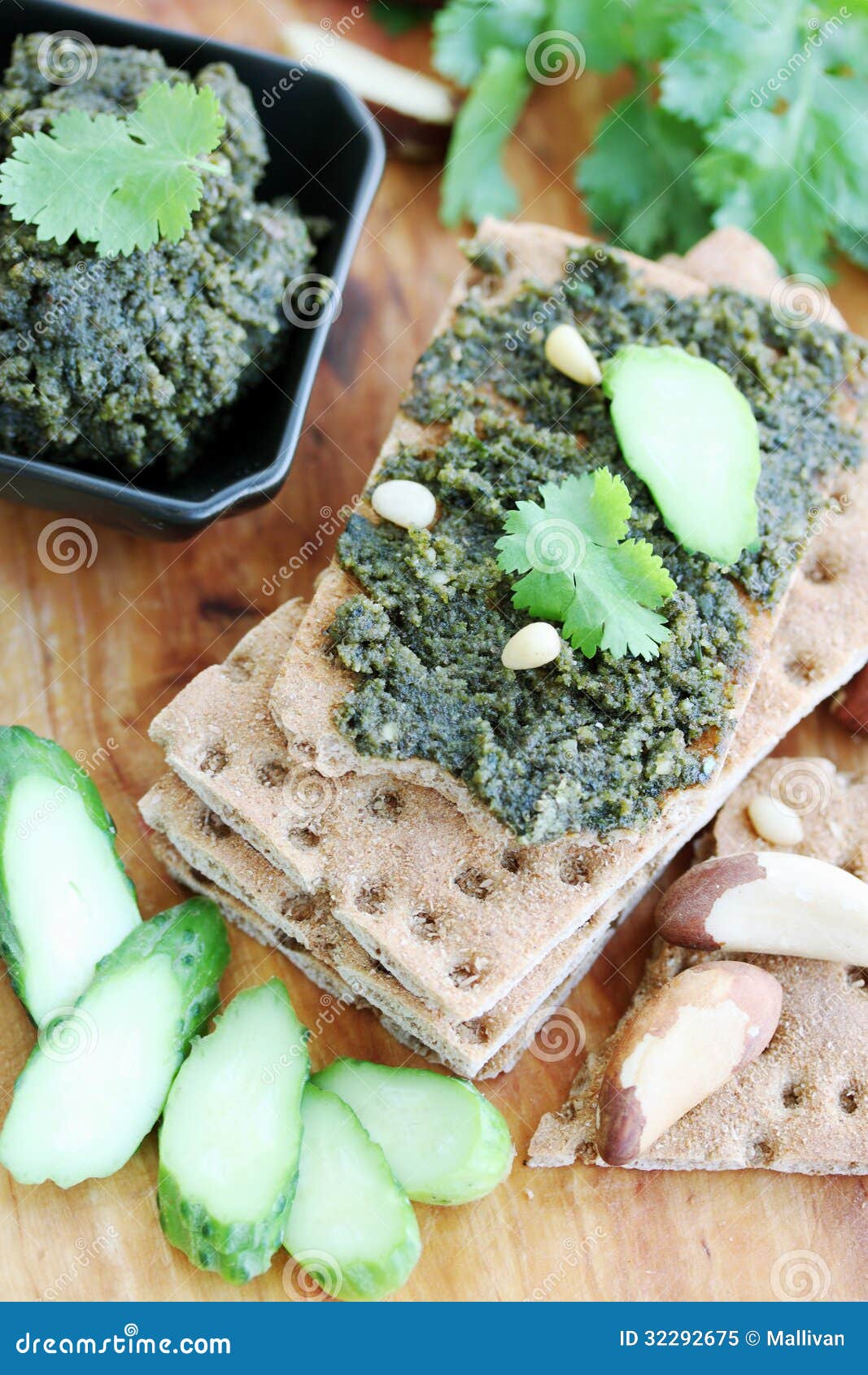Pate with Nuts and Cilantro Stock Image - Image of green, crackers ...