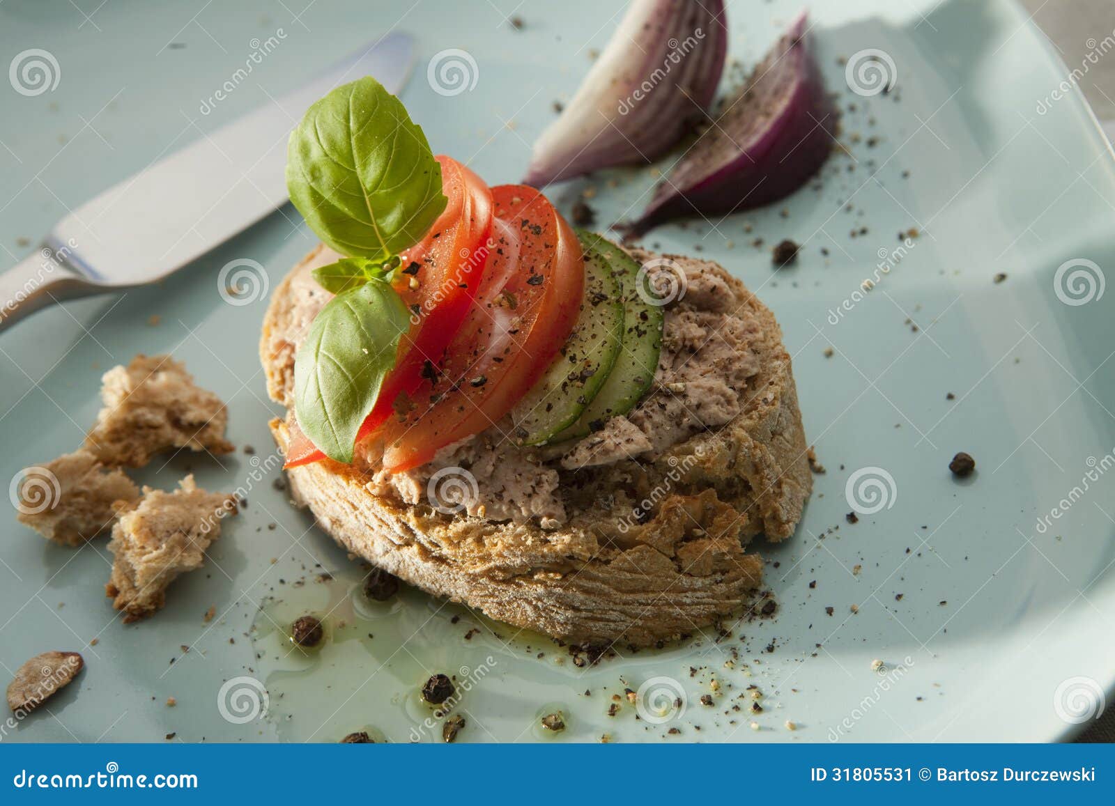 Pate Sandwich on Plate. stock image. Image of healthy - 31805531