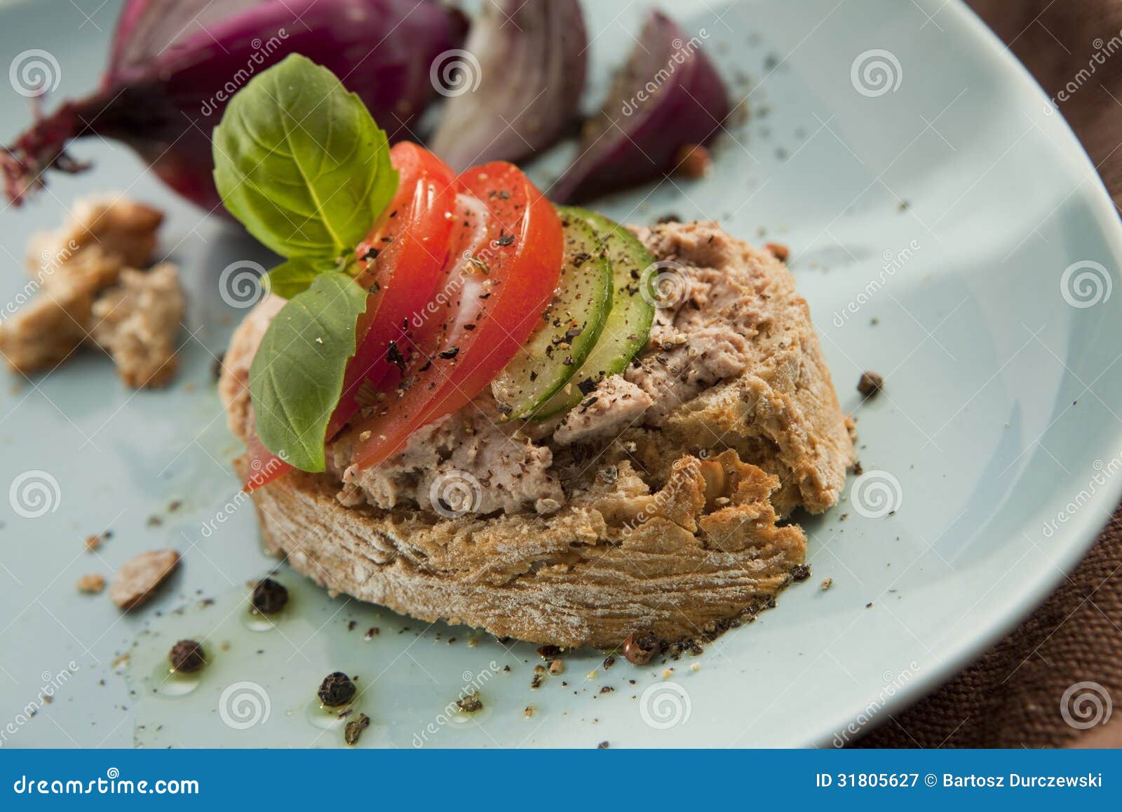 Pate Sandwich on Plate. stock image. Image of bread, plate - 31805627