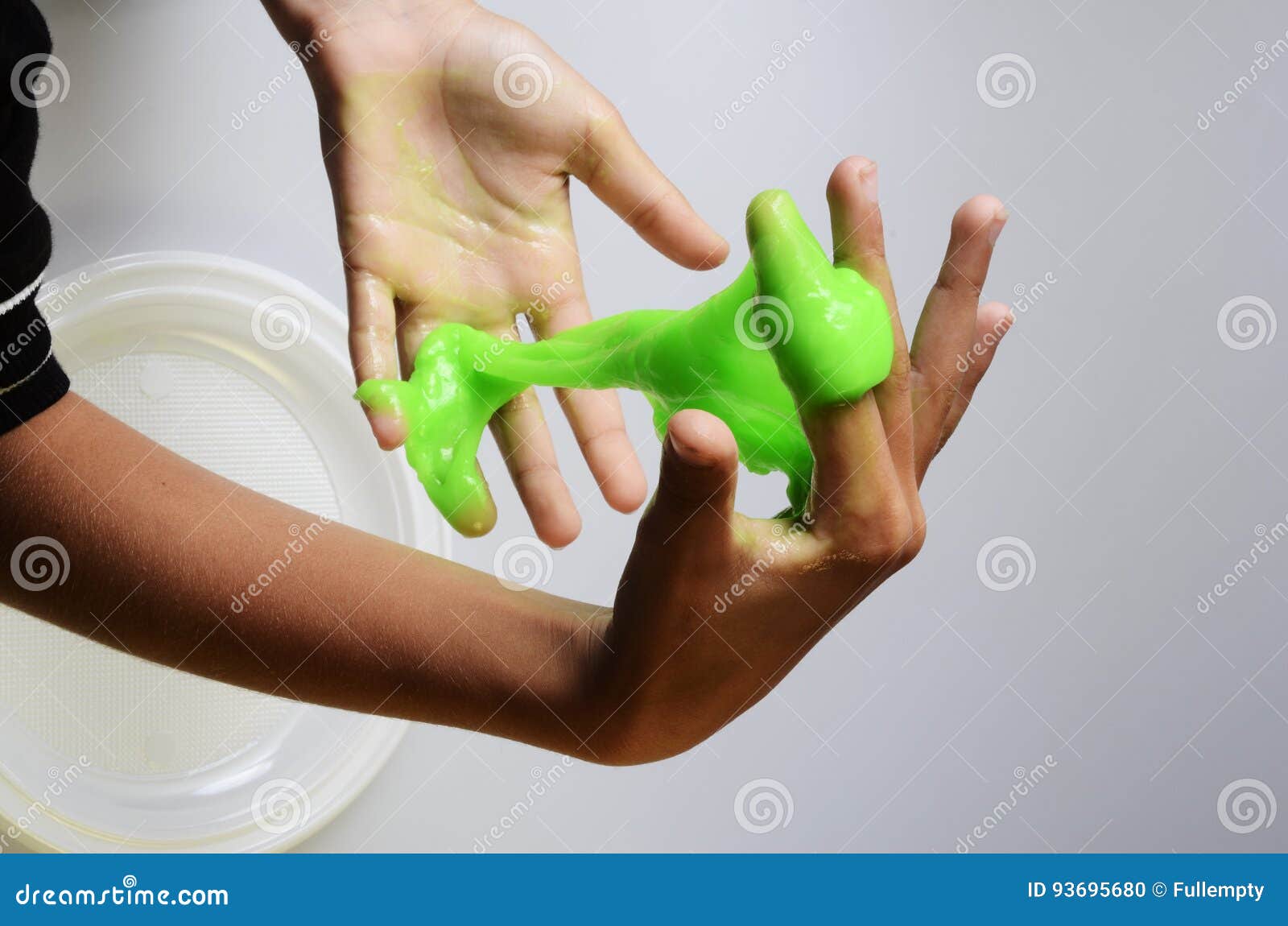 Pate Slime Elastic and Viscous on Child`s Hand Stock Photo - Image of ...