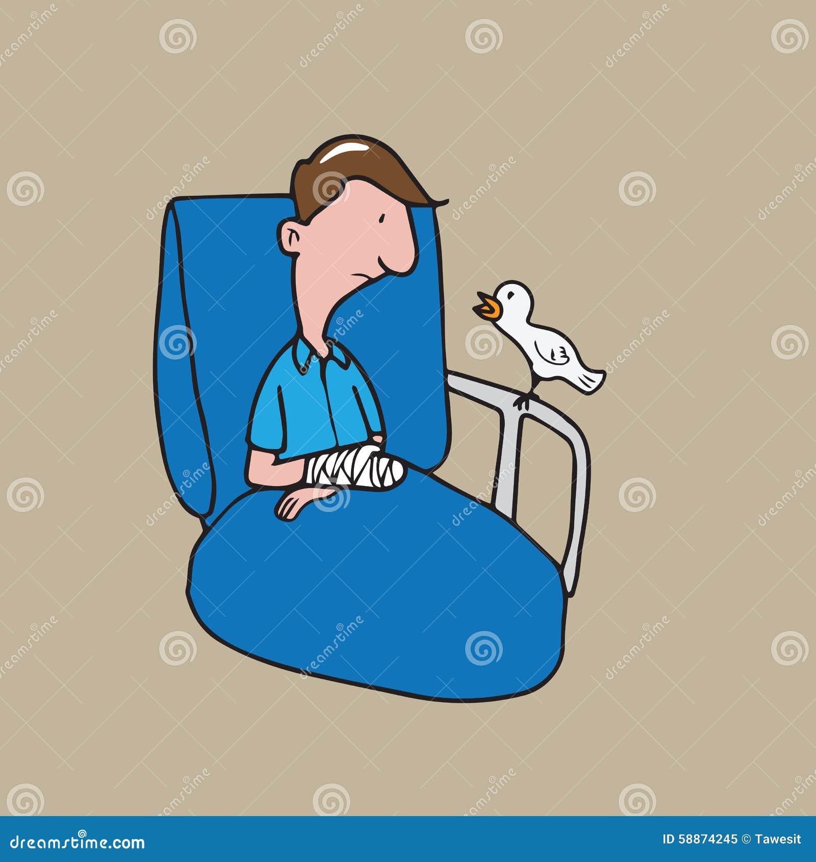 Pateint and bird stock vector. Illustration of drawing - 58874245