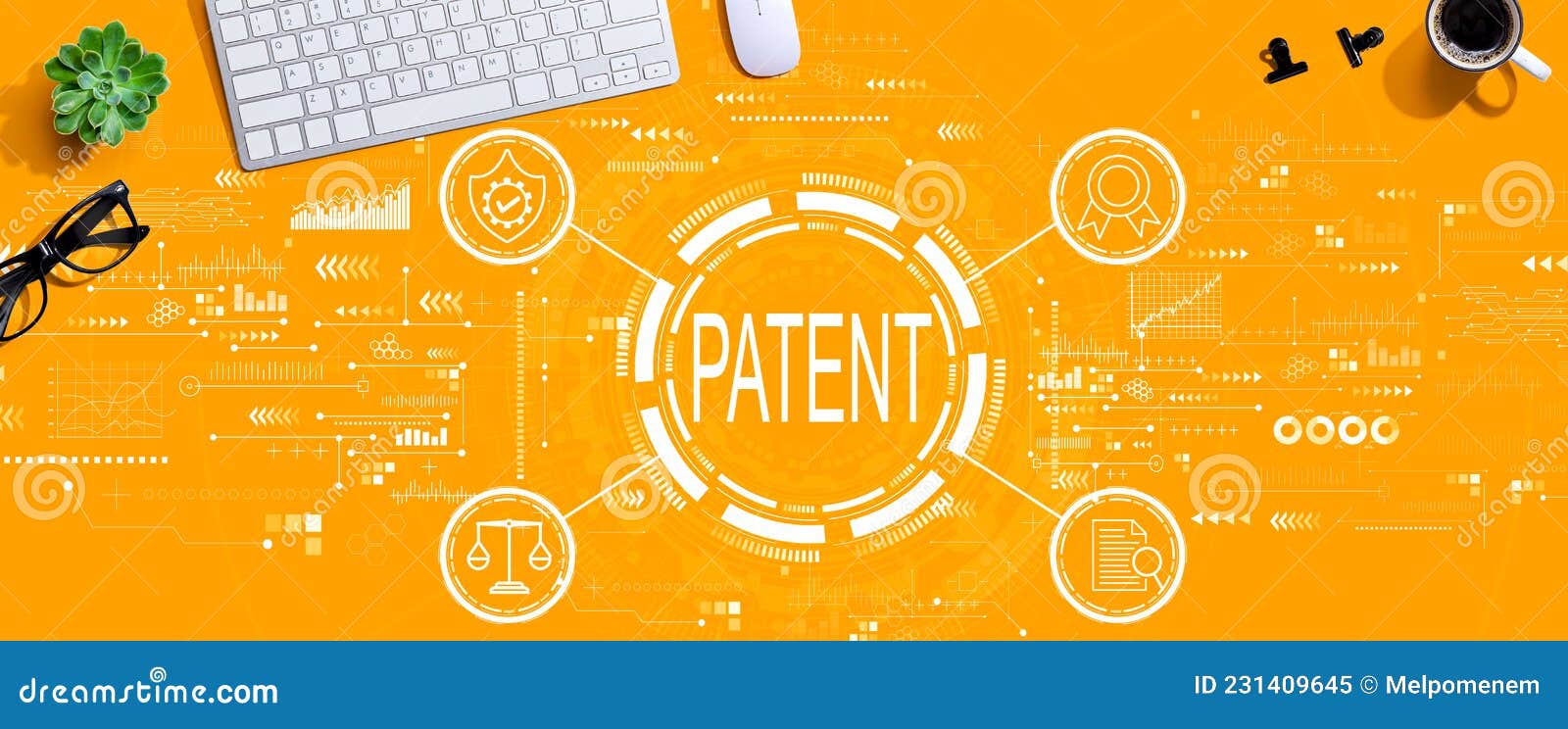 Patent Concept with a Computer Keyboard Stock Image - Image of desk ...