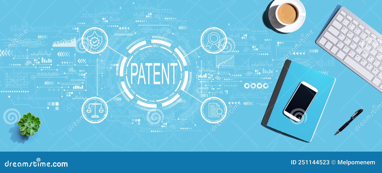 Patent Concept with Computer Keyboard and Office Items Stock Image ...