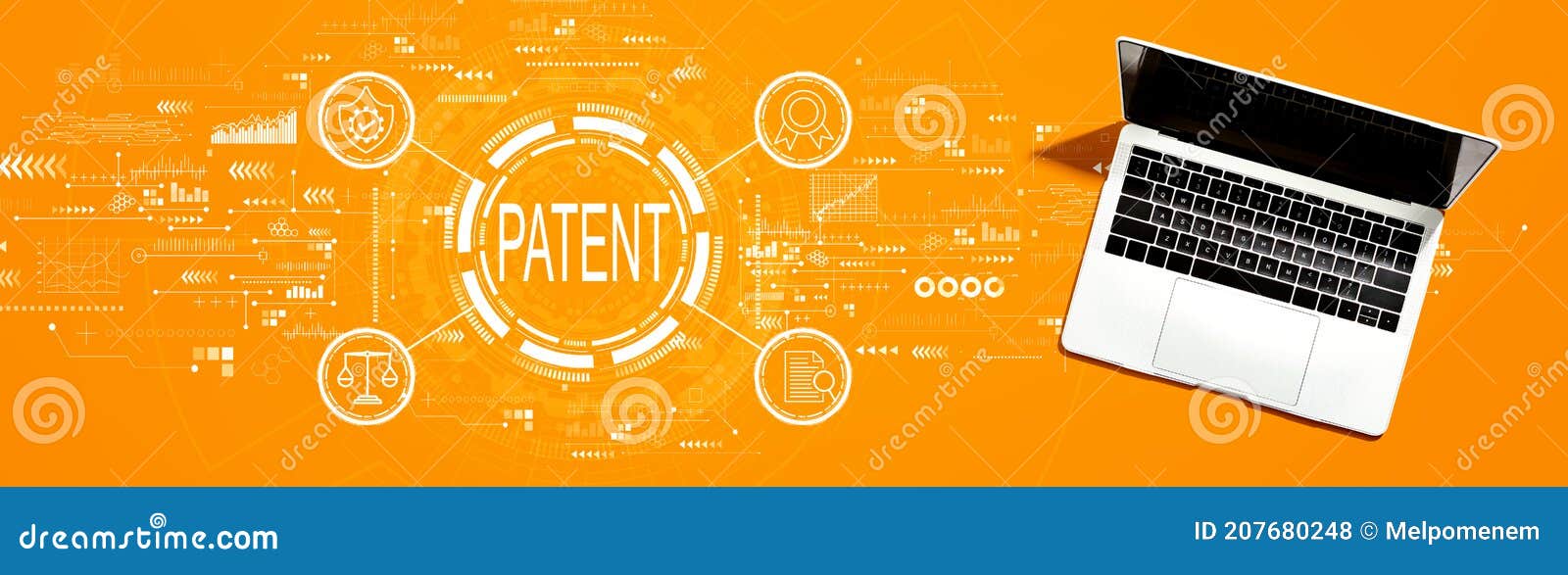Patent Concept with a Laptop Computer Stock Illustration - Illustration ...