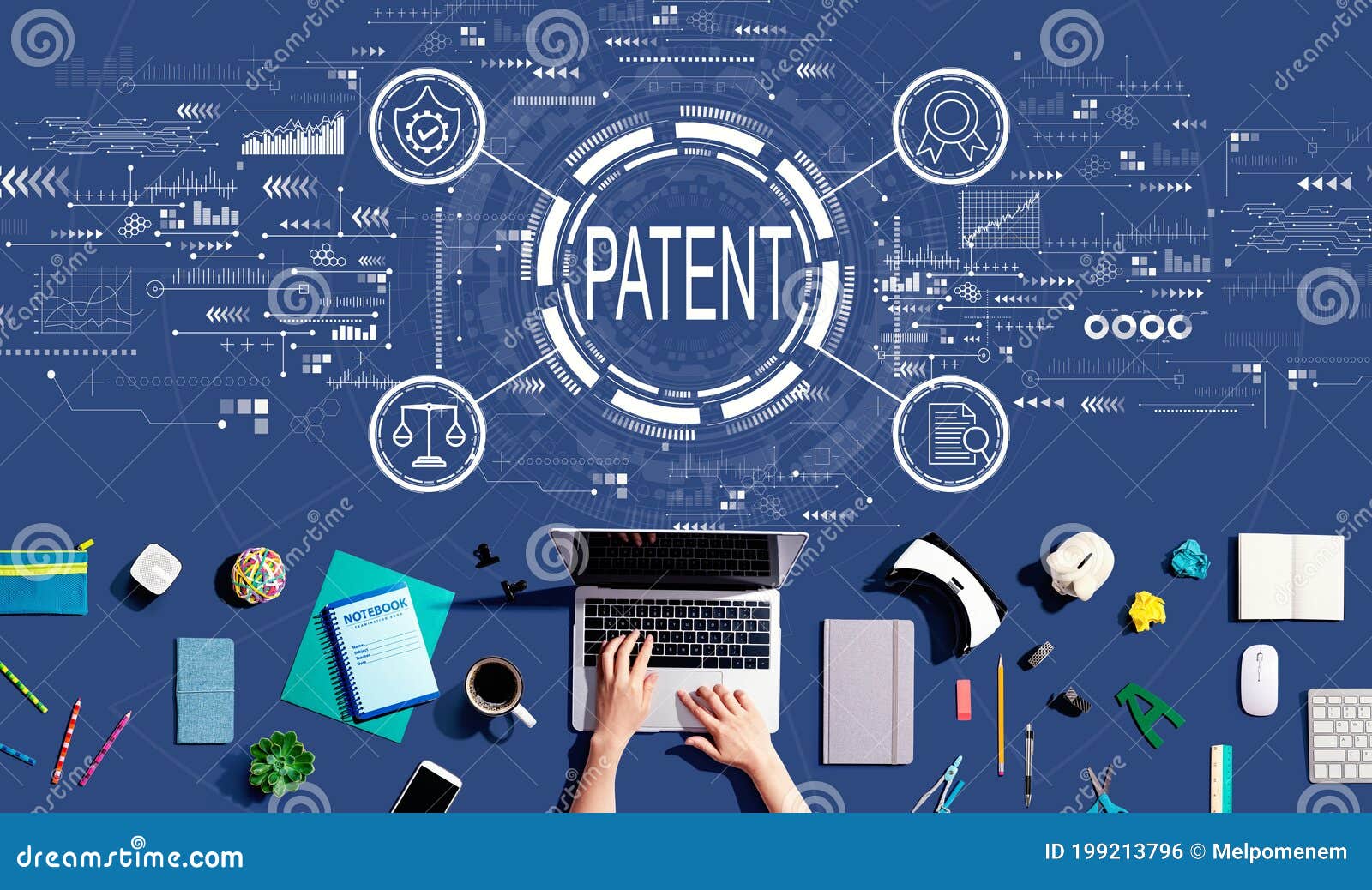 Patent Concept with Person Using a Laptop Stock Photo - Image of laptop ...