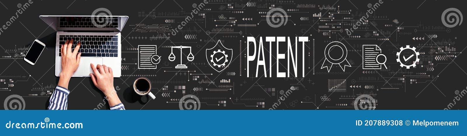 Patent Concept with Person Using Laptop Stock Photo - Image of concept ...