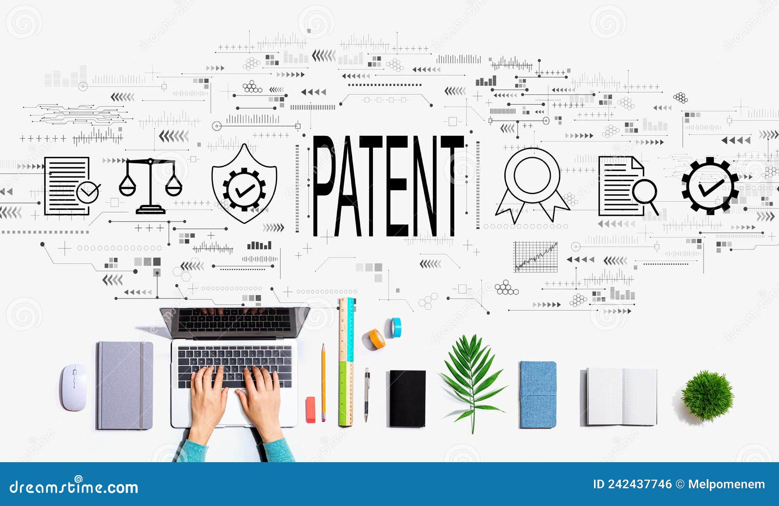Patent Concept with Person Using a Laptop Stock Photo - Image of patent ...