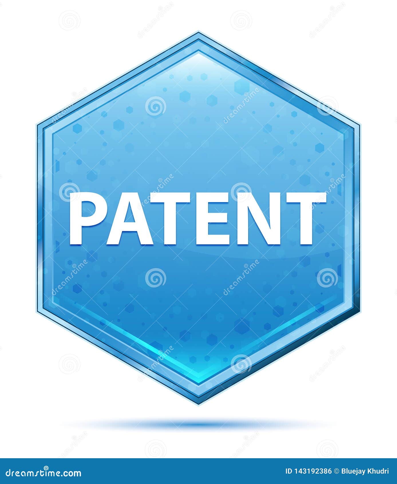 Patent Crystal Blue Hexagon Button Stock Illustration - Illustration of ...