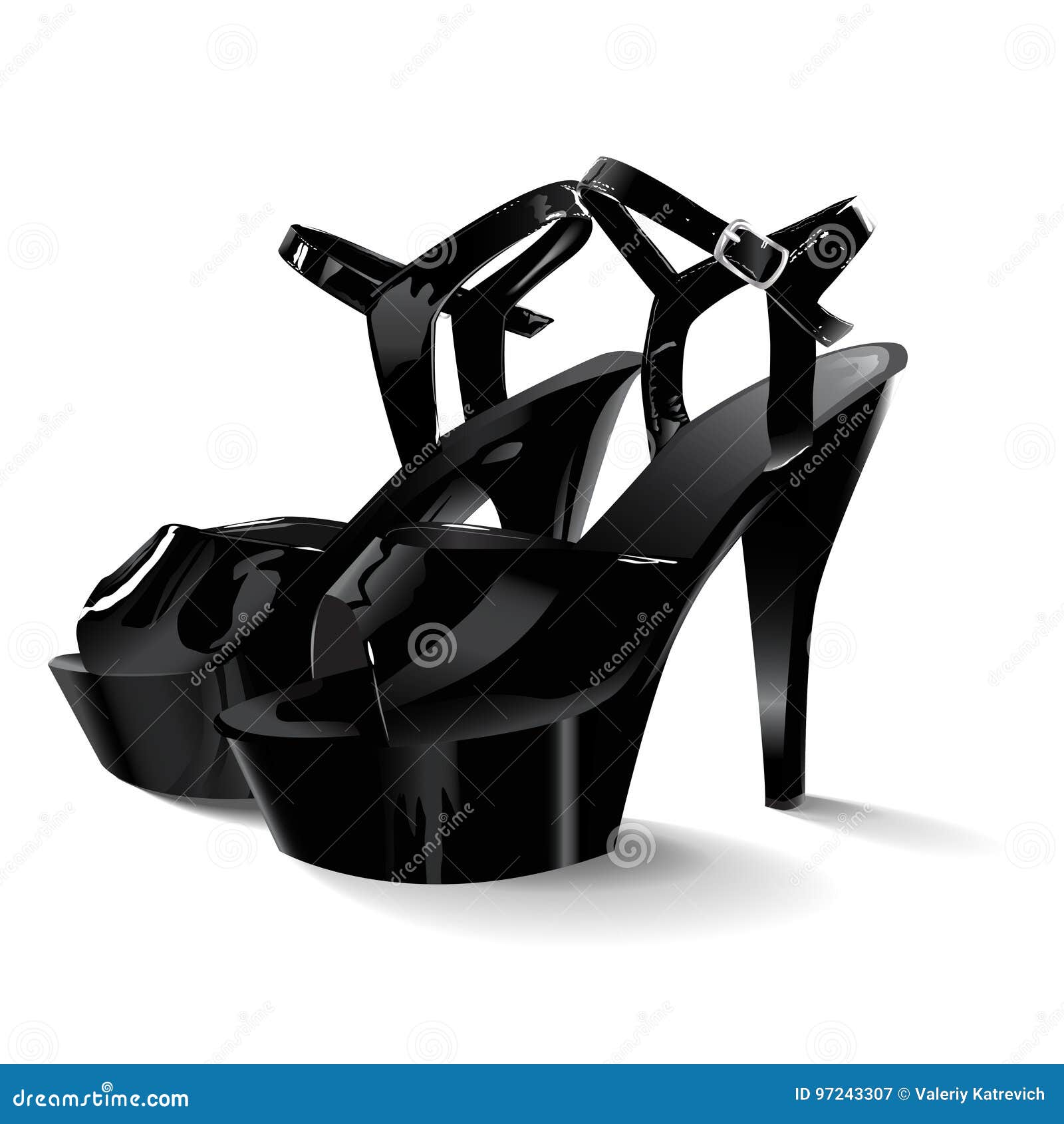 Patent Leather Black Shoes, Vector Illustration. Stock Vector ...