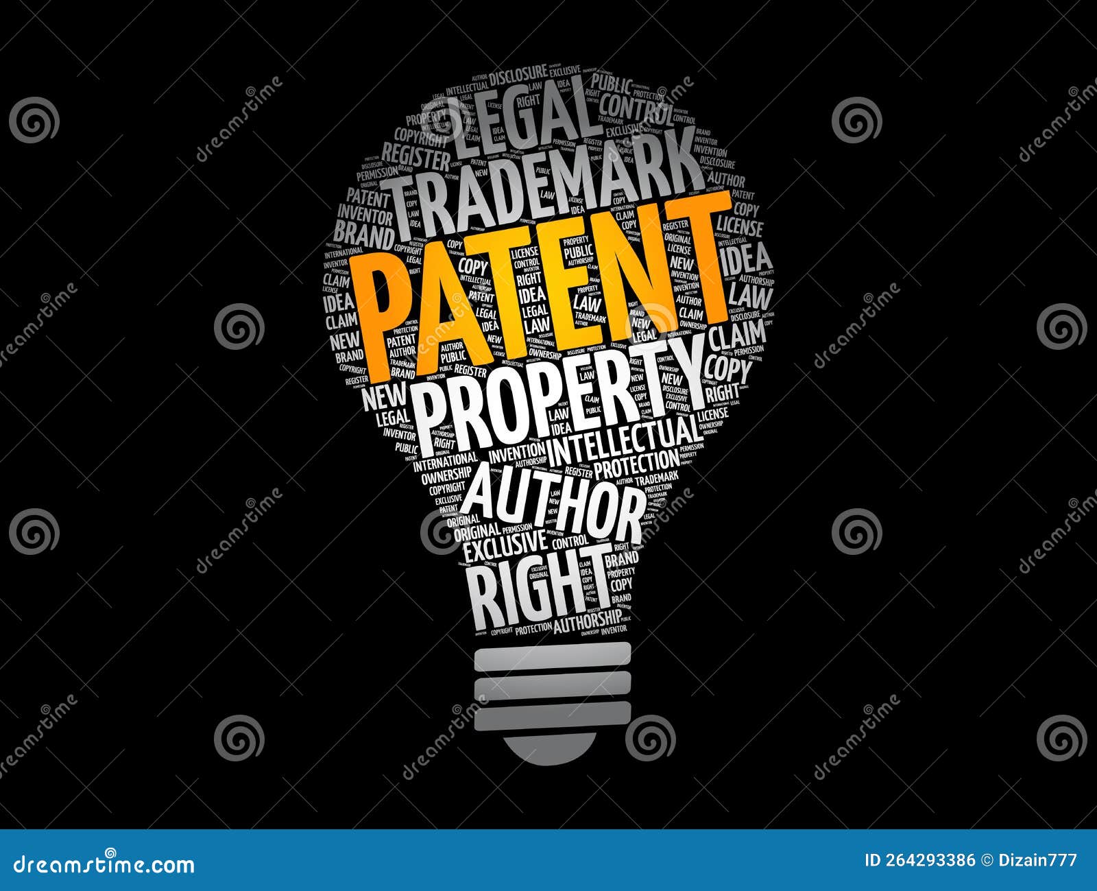 Patent Light Bulb Word Cloud Collage, Concept Background Stock ...