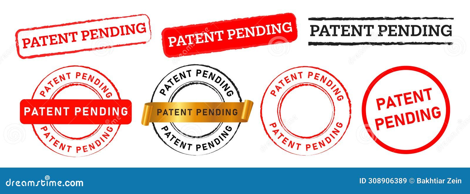Patent Pending Rectangle and Circle Stamp Label Sticker Sign Delay ...