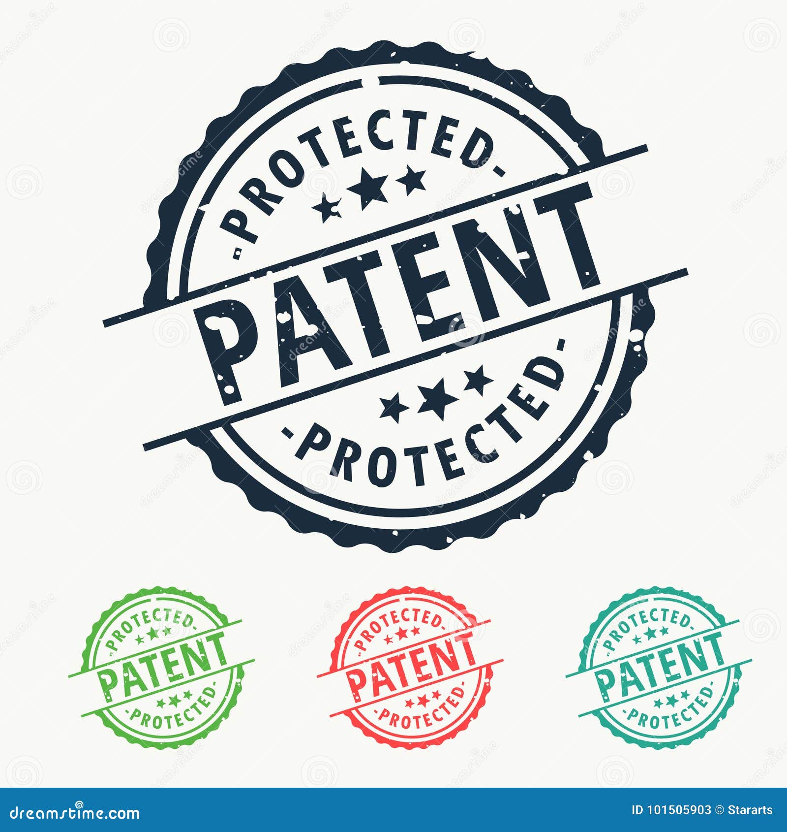 Patent Protected Rubber Stamp Badge Set Stock Vector - Illustration of ...
