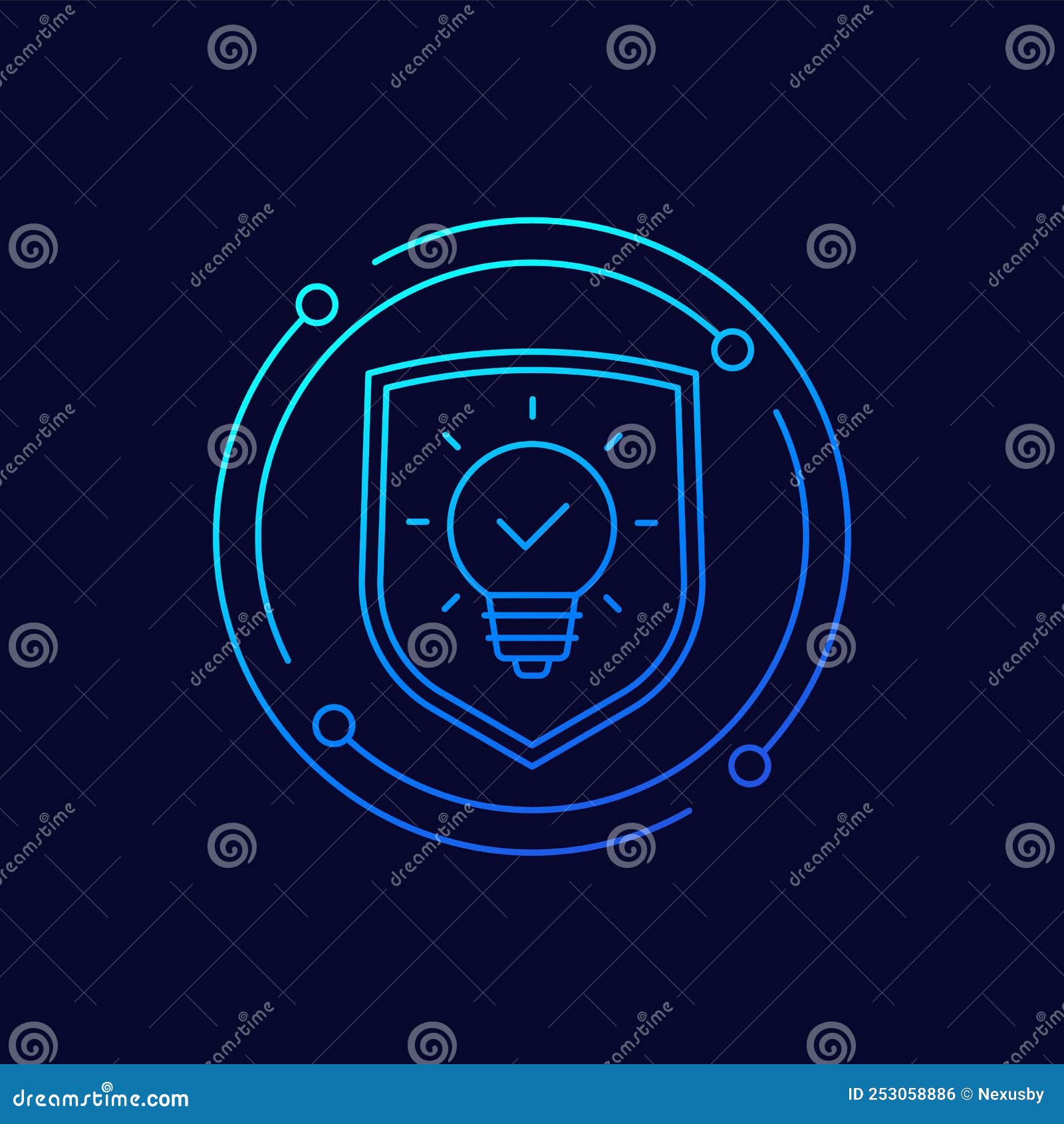 Patent Protection Line Icon with a Shield, Vector Stock Vector ...