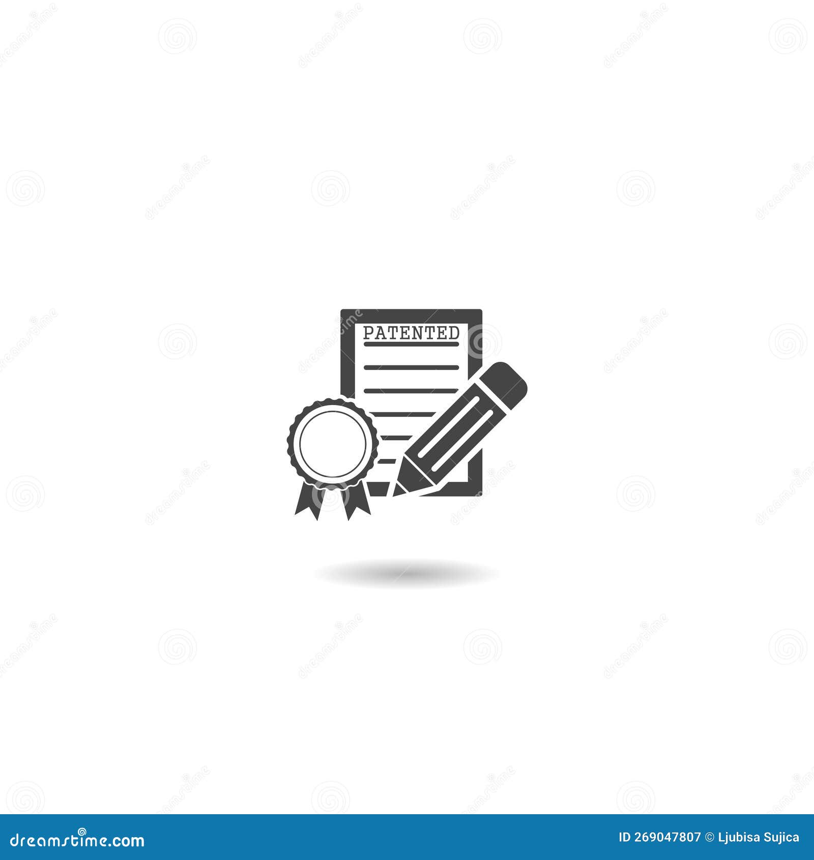 Patented Icon Logo with Shadow Stock Vector - Illustration of emblem ...
