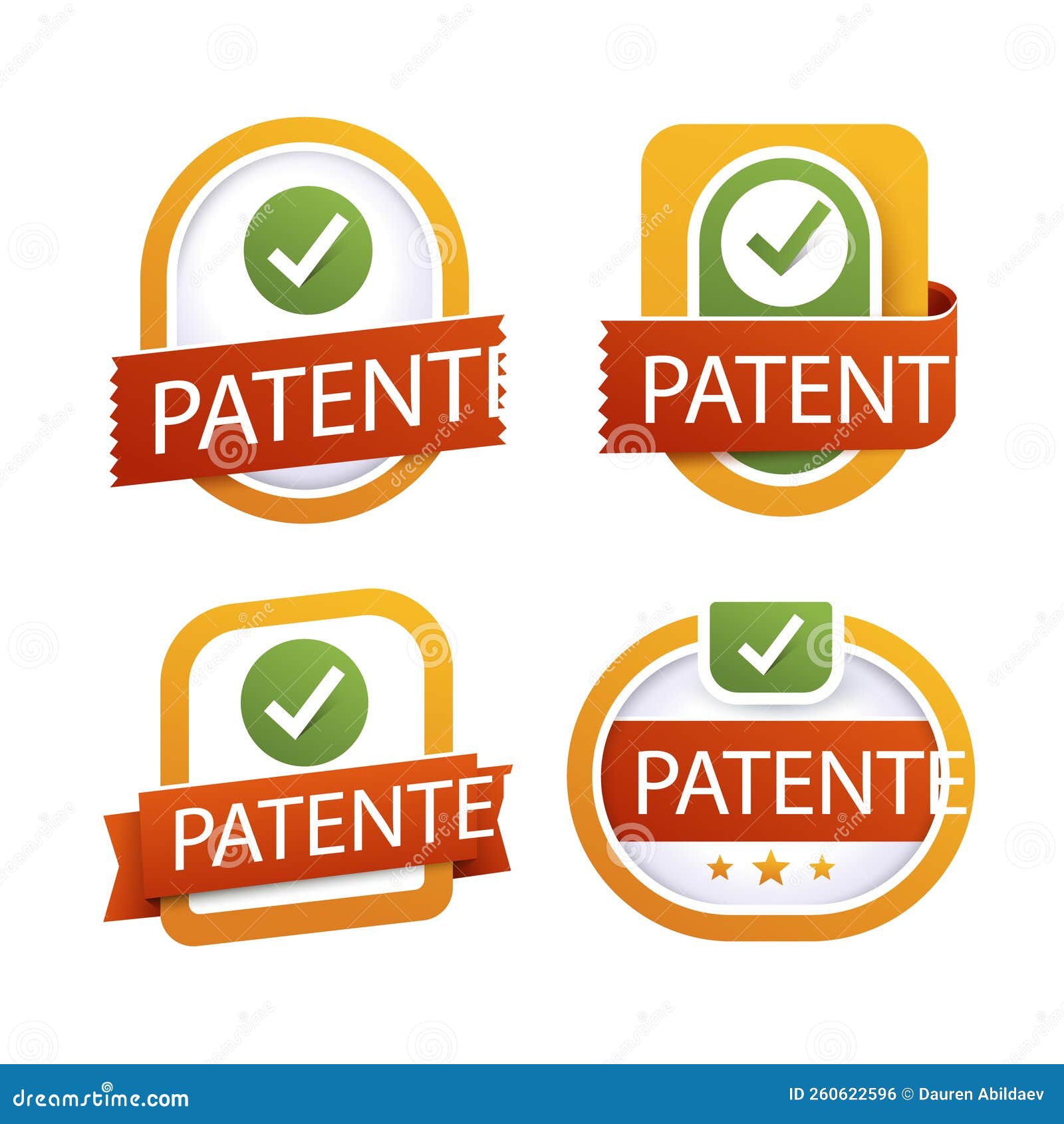 Patented Label Set Design Vector Illustration. Stock Vector ...