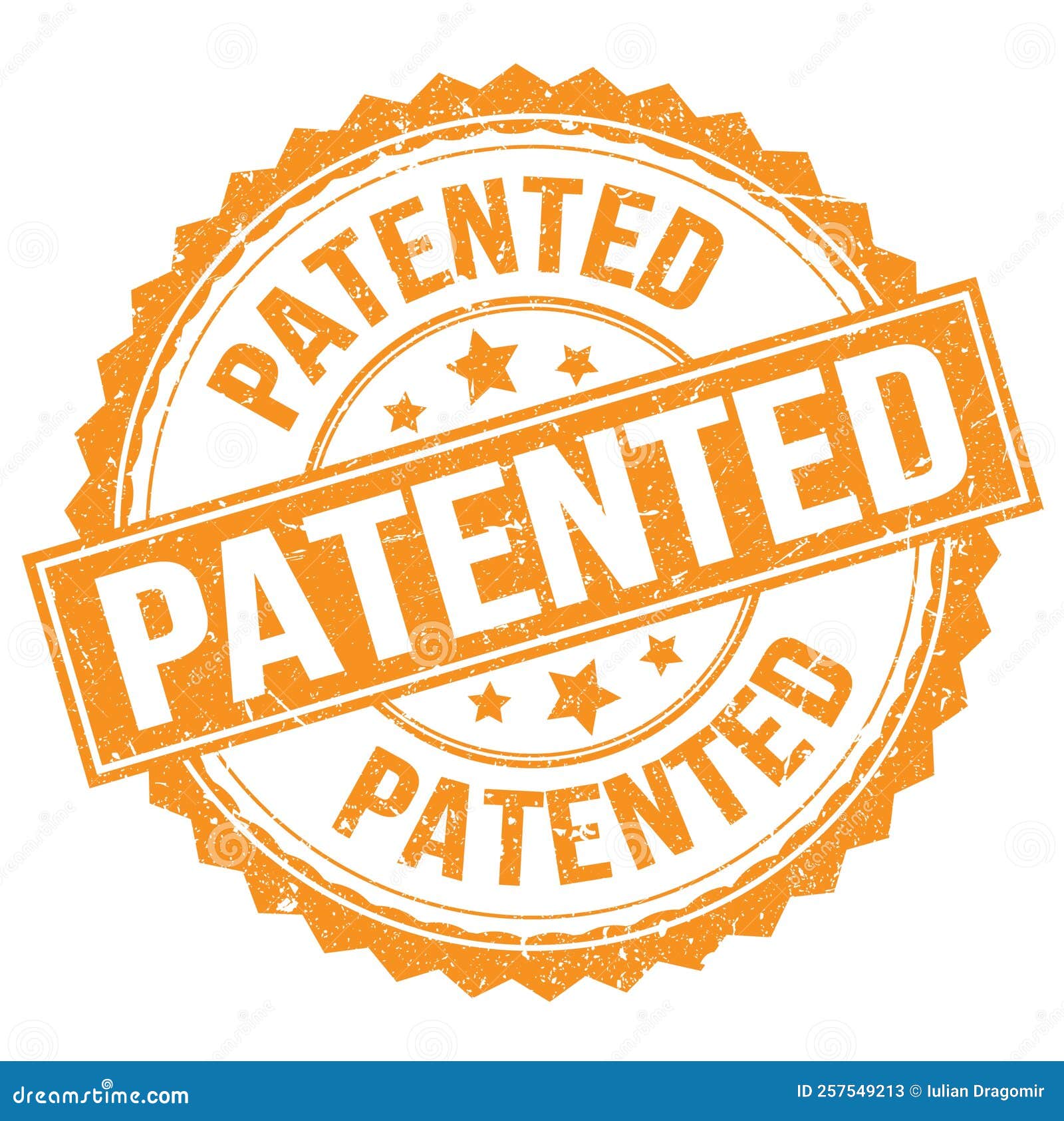 PATENTED Text on Orange Round Stamp Sign Stock Illustration ...