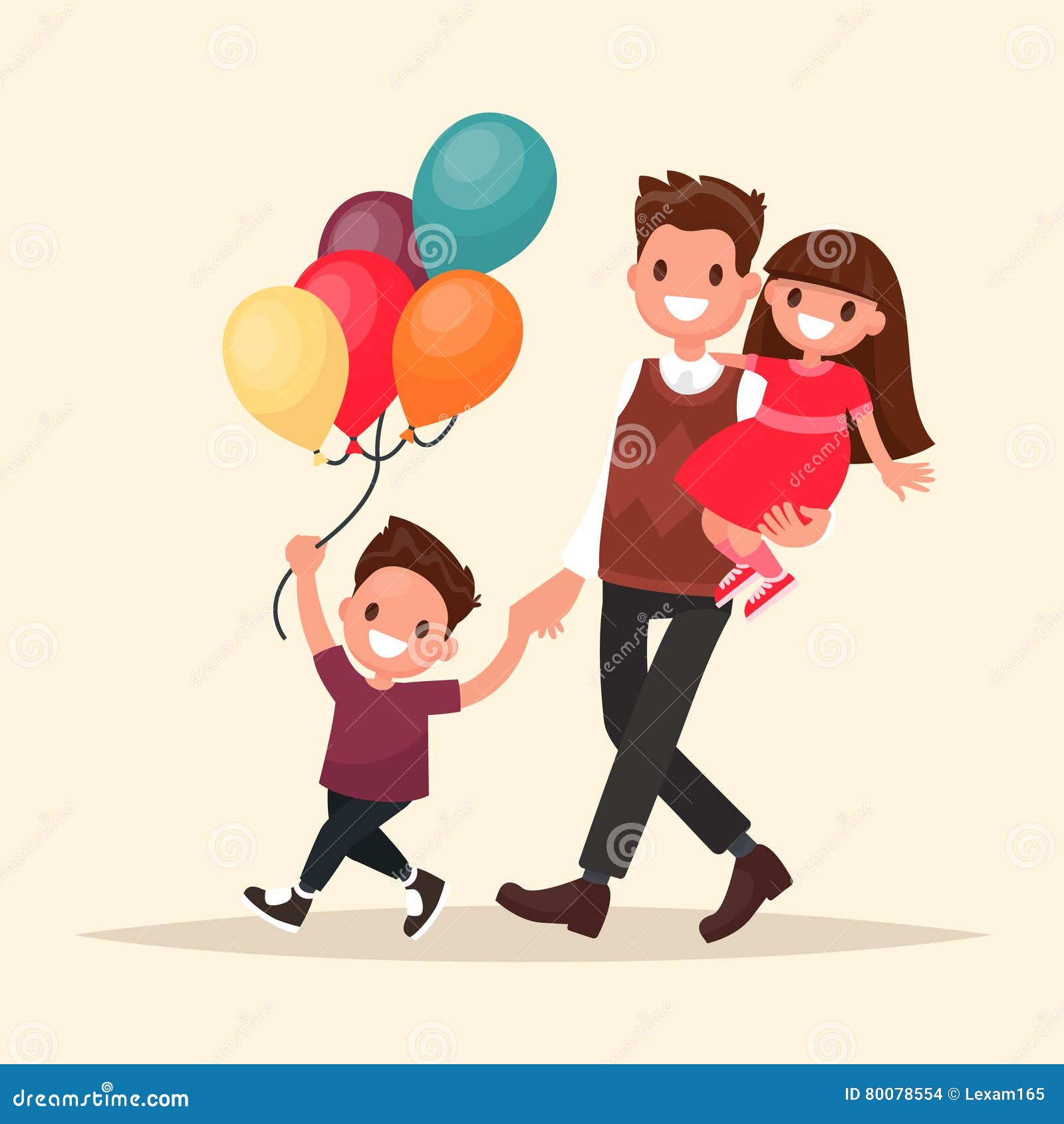 Paternity. Father with Son and Daughter Having Fun Stock Illustration ...