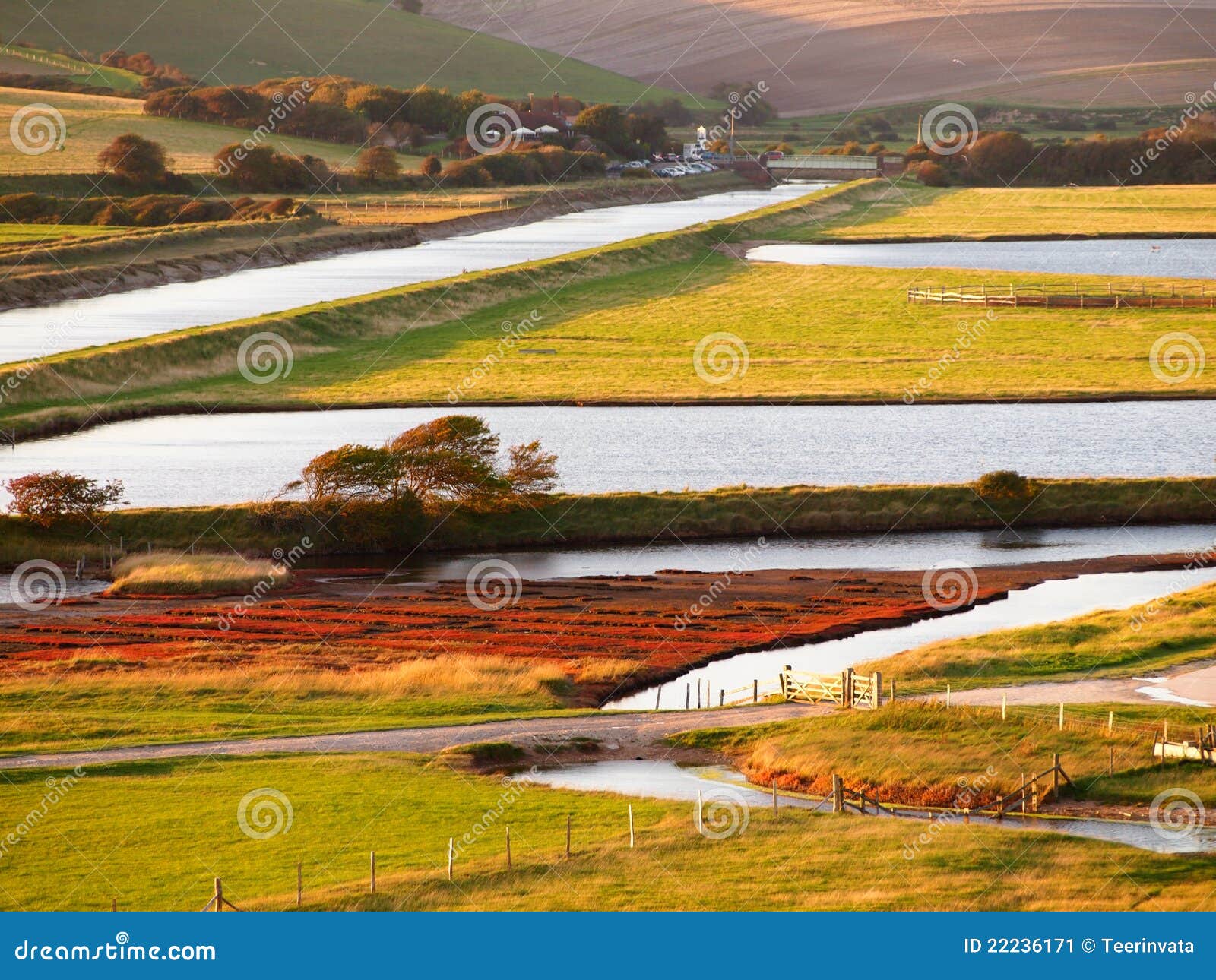 Path Along Beautiful Autumn Landscape of Field and Stock Image - Image ...