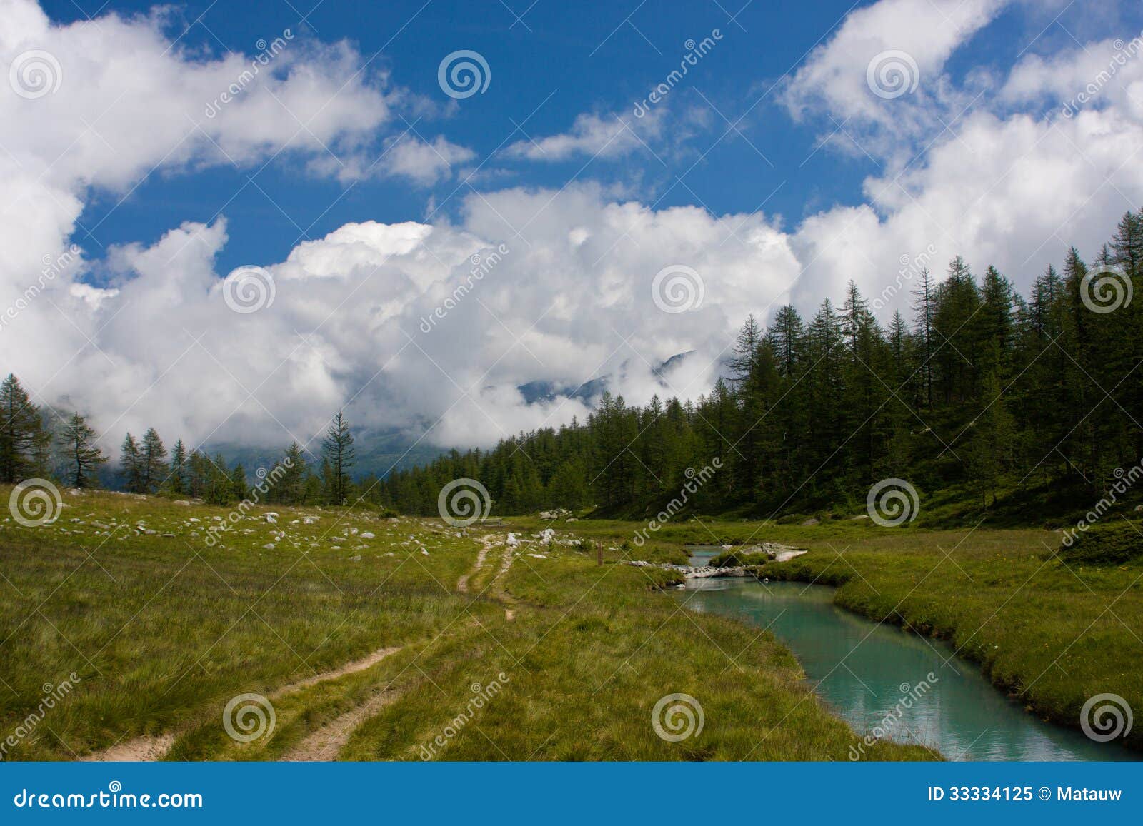 Path Along a River in the Mountains Stock Image - Image of italy, road ...