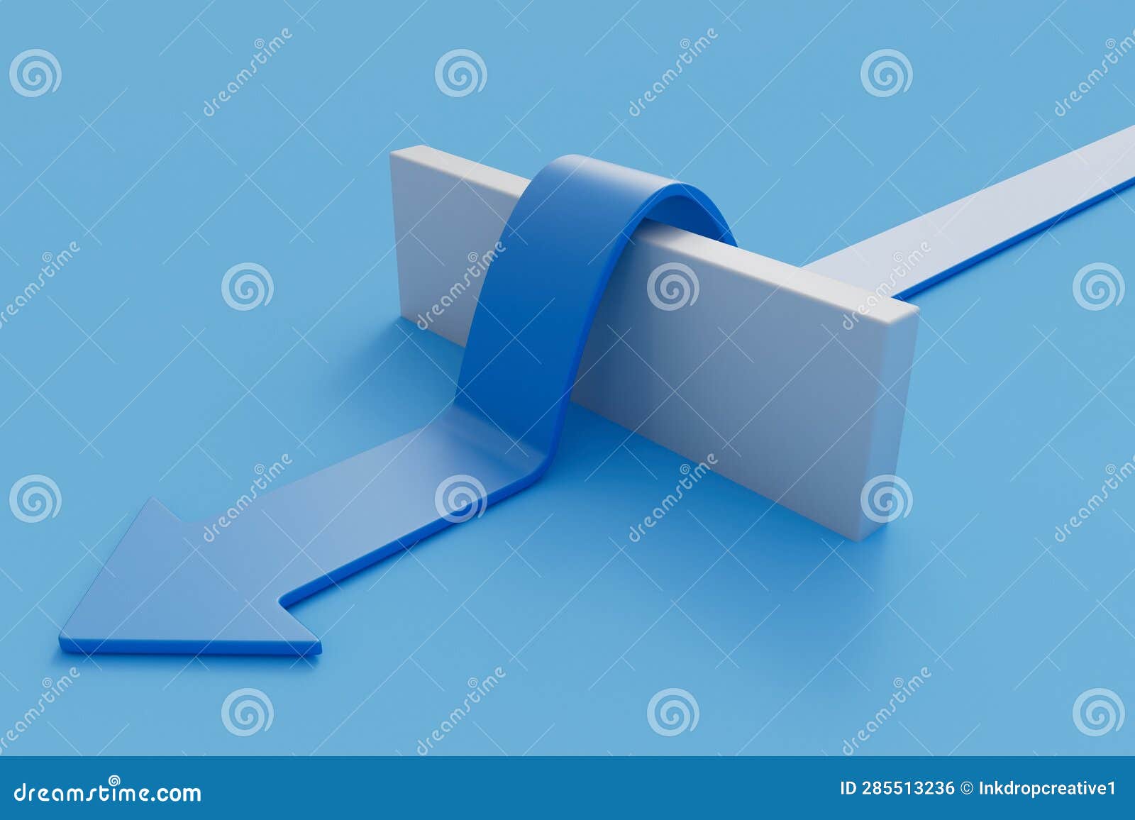 Path of an Arrow Over a Wall Obstacle. Overcoming a Business Barrier or ...