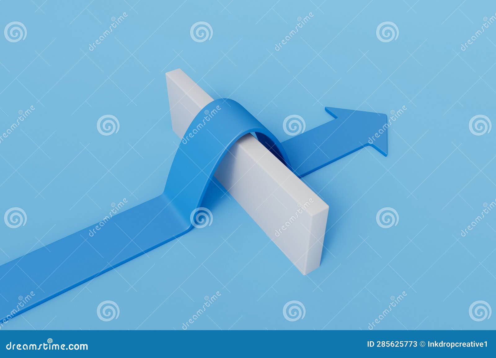 Path of an Arrow Over a Wall Obstacle. Overcoming a Business Barrier or ...