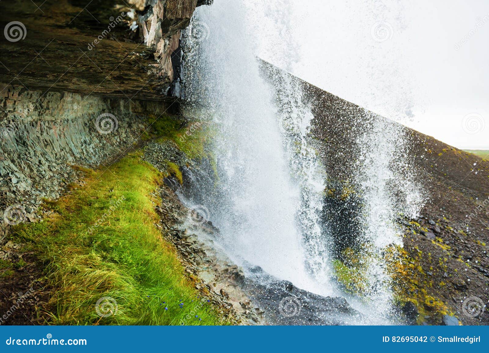 Path behind the waterfall. stock photo. Image of scenery - 82695042
