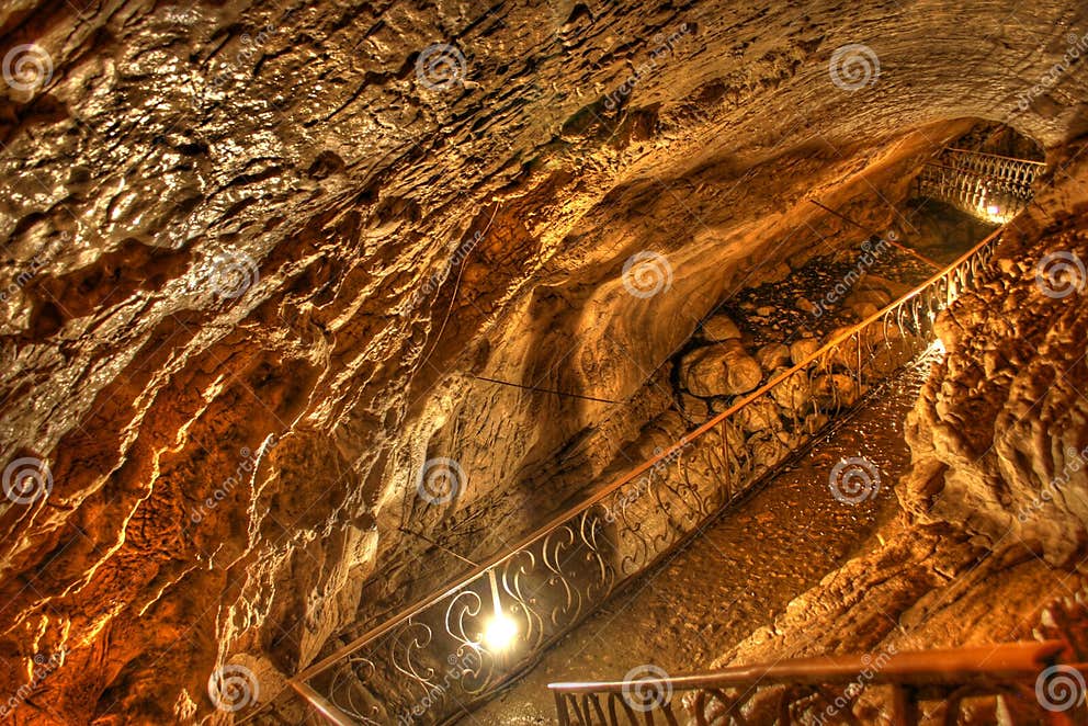 Path in cave stock photo. Image of handrail, mining, caverns - 3355244