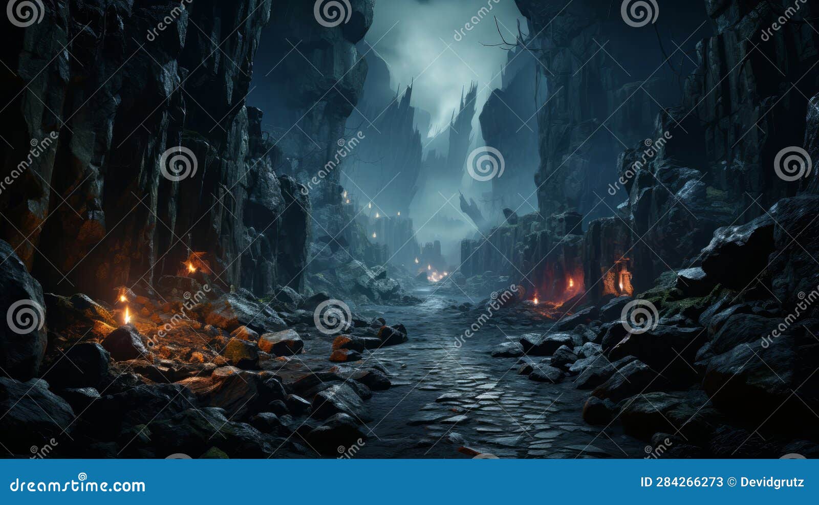A Path through a Cave. Generative AI. Stock Illustration - Illustration ...