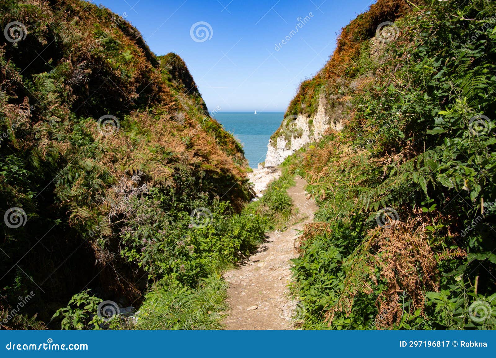 Path between Cliffs Leading Toward the Beach Stock Image - Image of ...