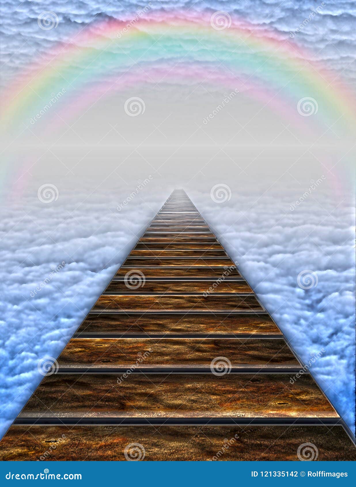 Path into clouds stock illustration. Illustration of long - 121335142