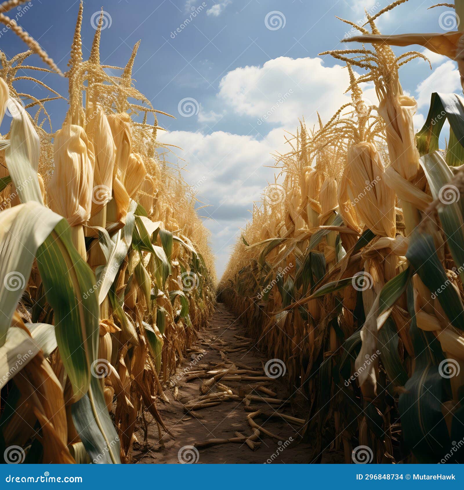 A Path in a Corn Field in the Fall. the End of the Harvest Stock ...