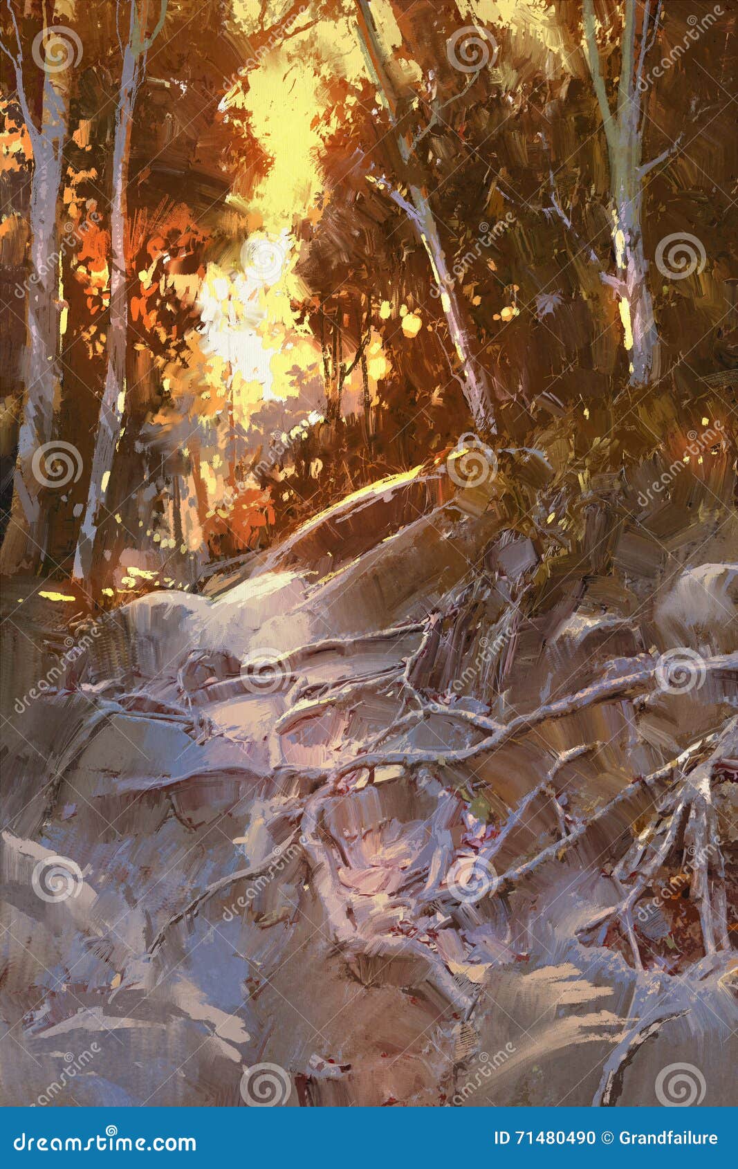 Path Covered with Tree Roots in Forest Stock Illustration ...
