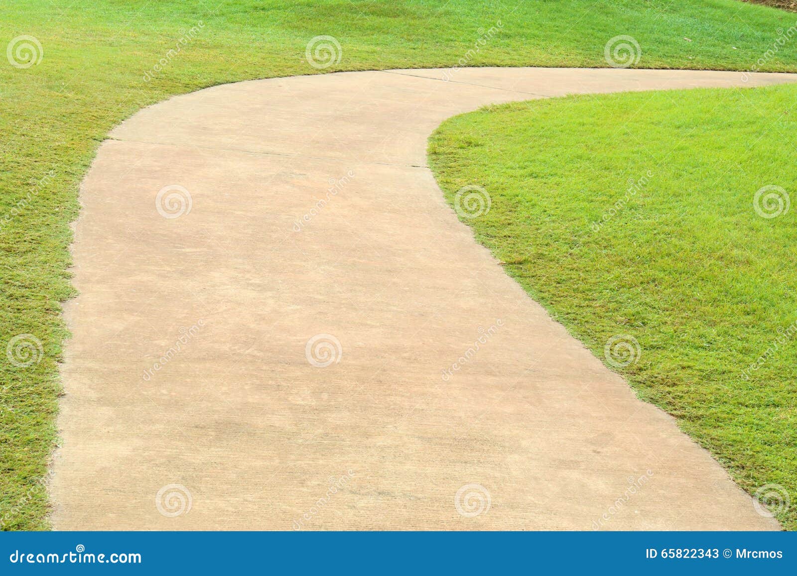 Path Curving through Green Grass in Golf Course. Stock Image - Image of ...
