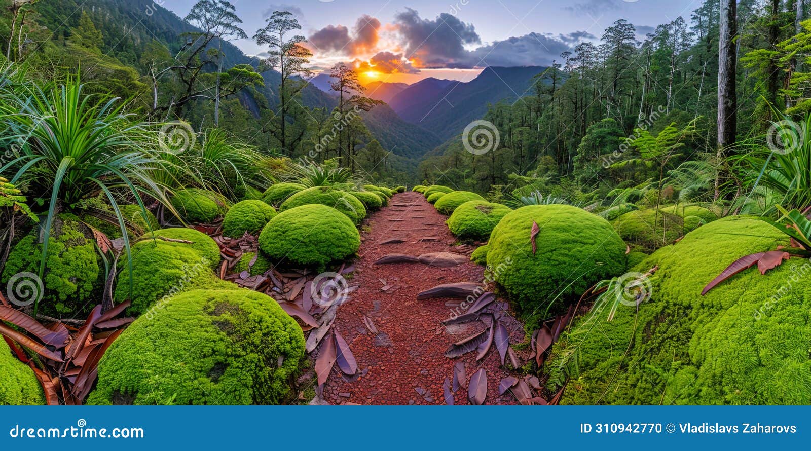 A Path Cutting through a Dense, Verdant Forest Stock Illustration ...