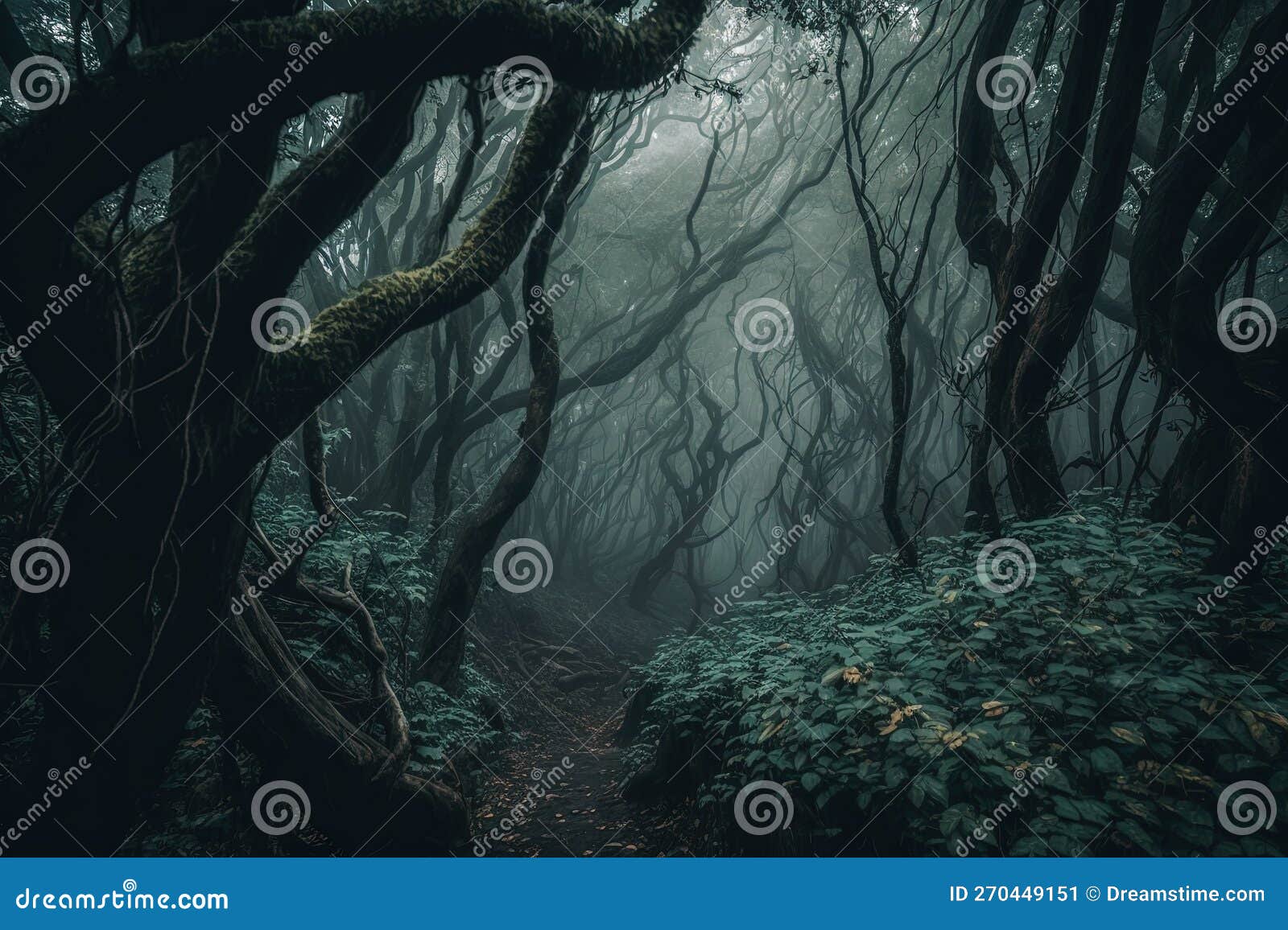 A Path in a Dark Forest with Lots of Trees on Both Sides. Generative Ai ...