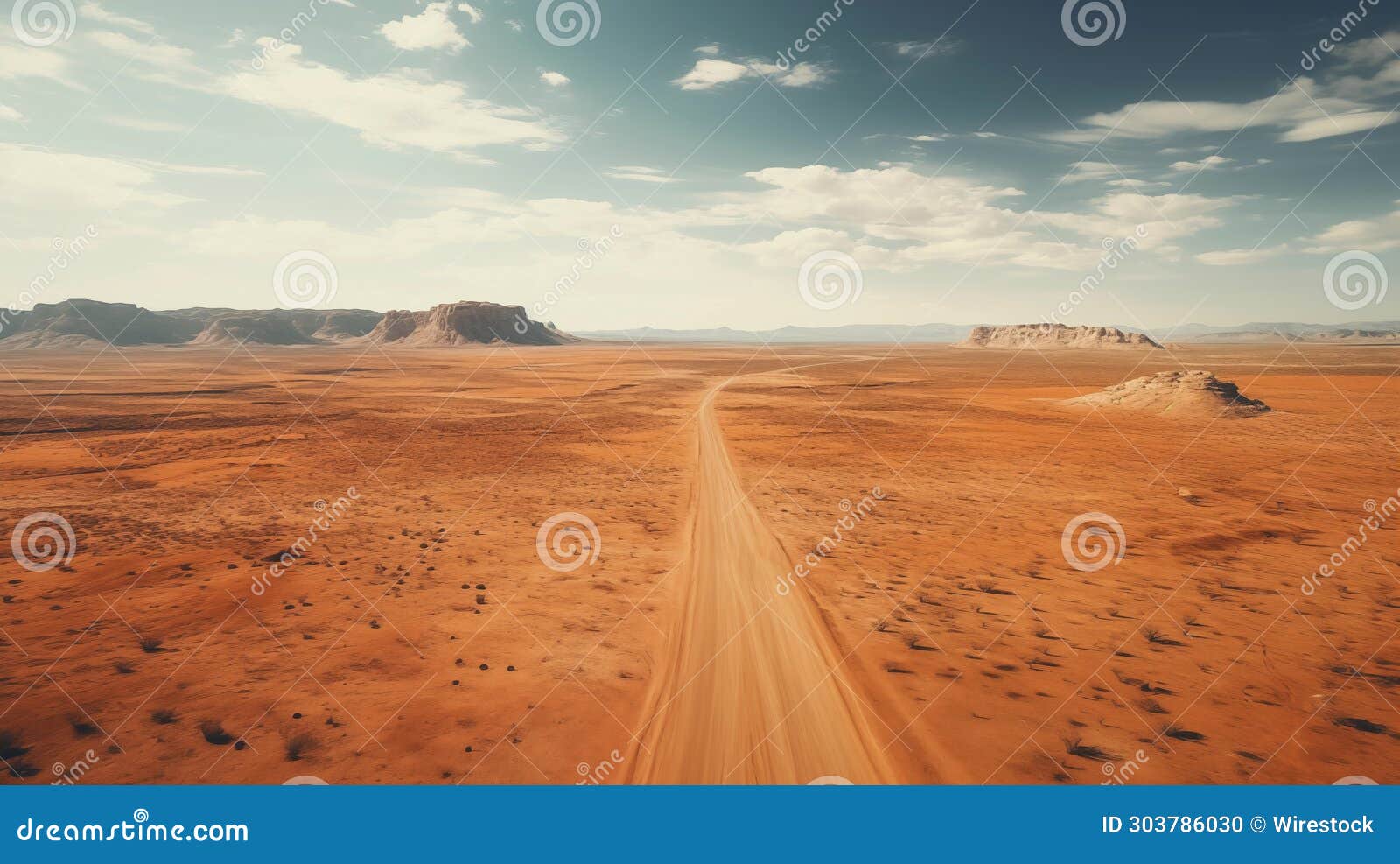 Path Through Desert Sand Hills. Landscape With An Asphalt Road ...
