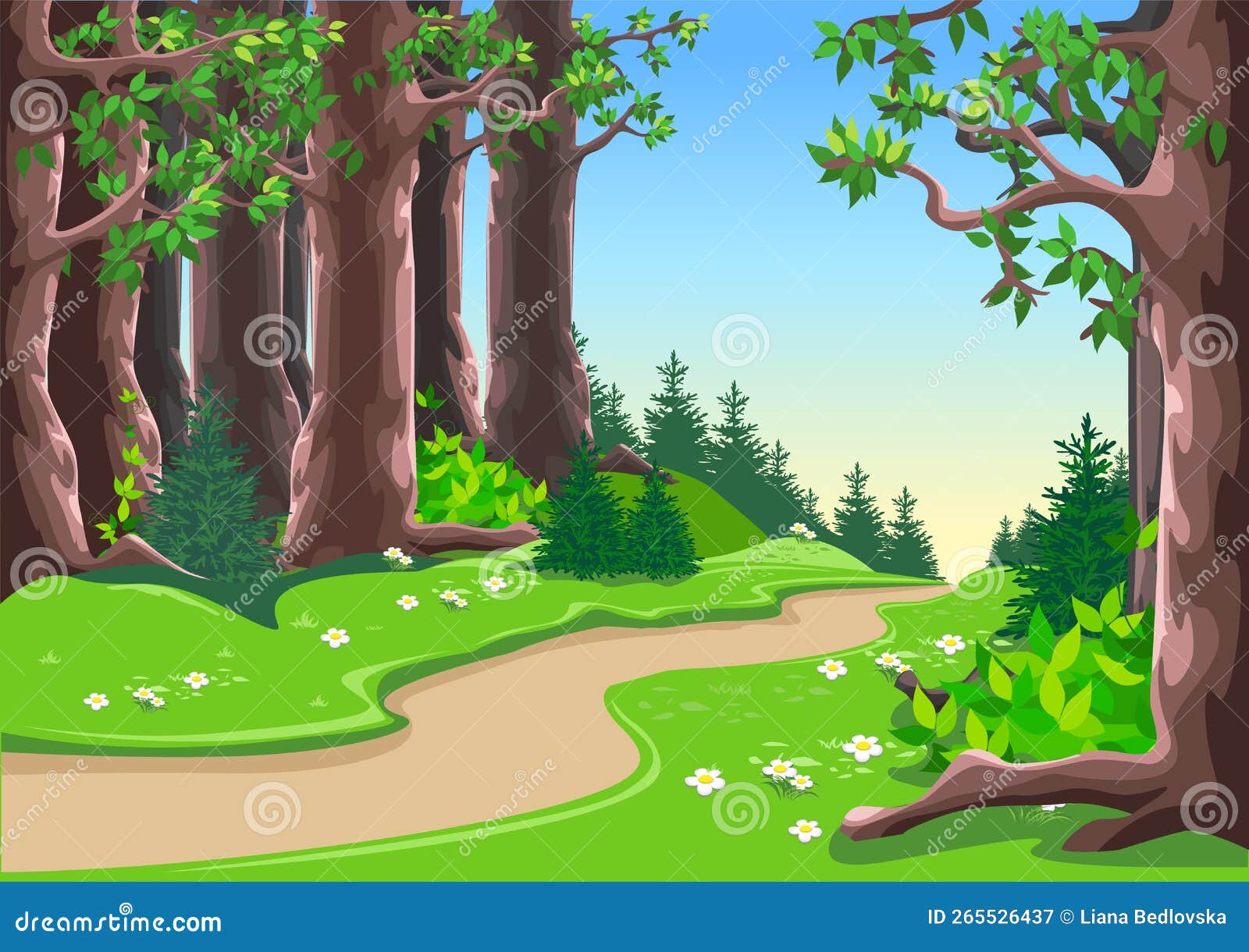Path in a Fairy Tale Forest Stock Vector - Illustration of beautiful ...