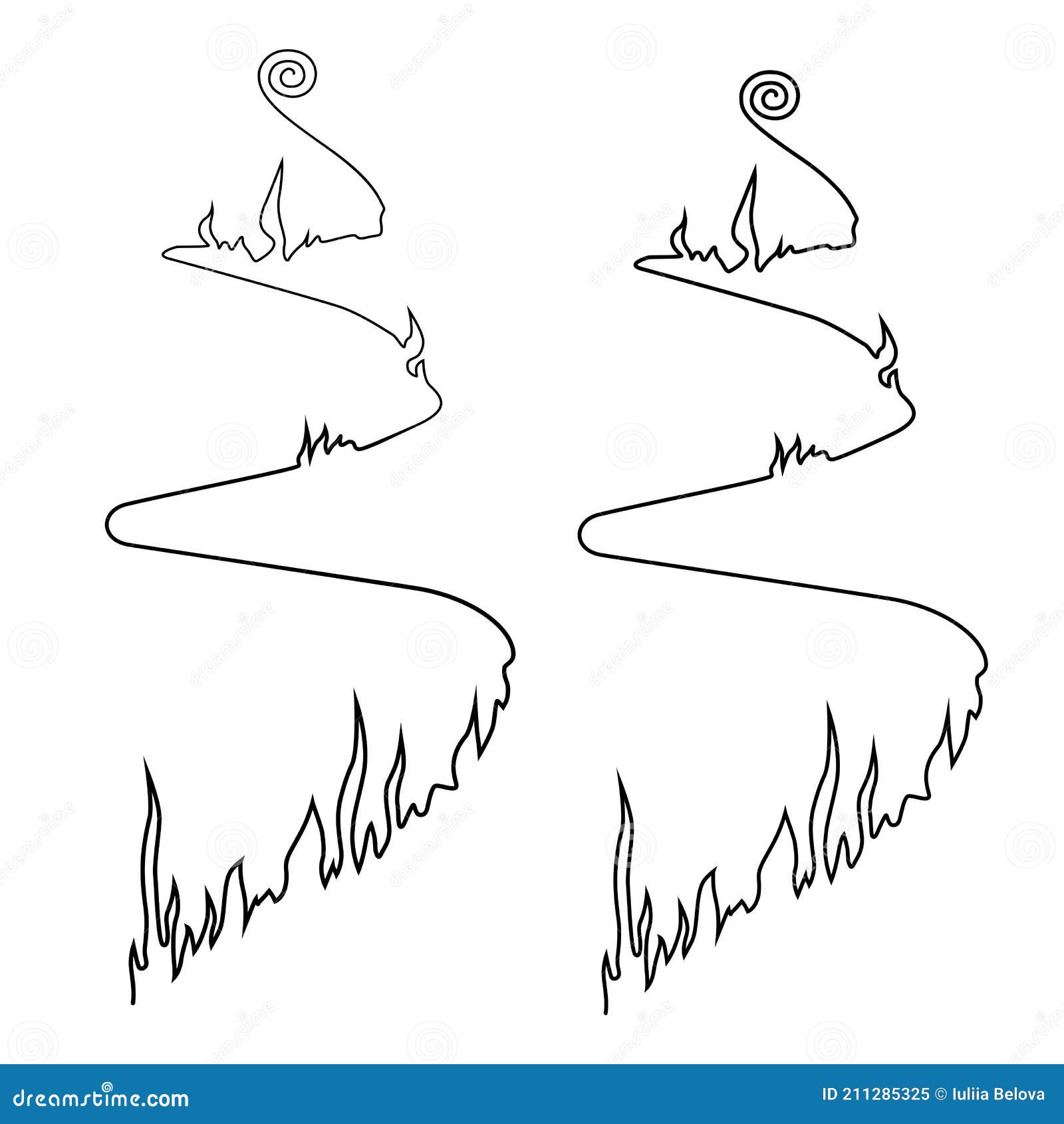Path of Fire. Simple Line Drawing Stock Illustration - Illustration of ...