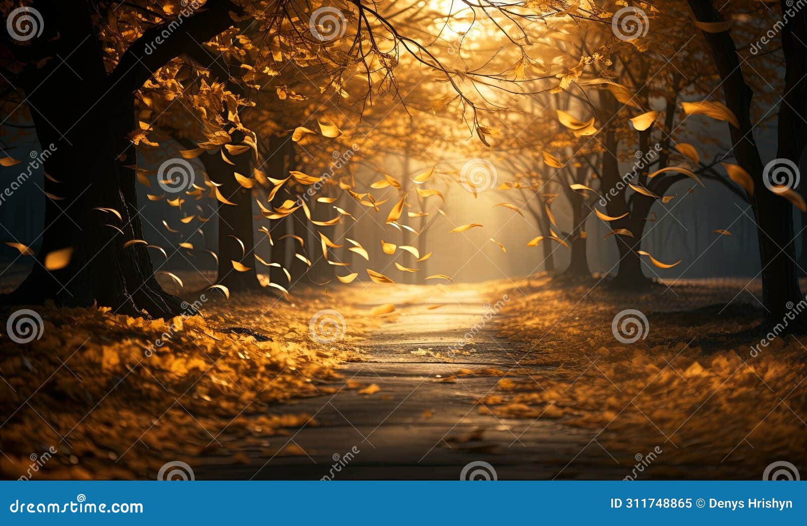Windy Forest Path stock image. Image of botany, windy - 311748865
