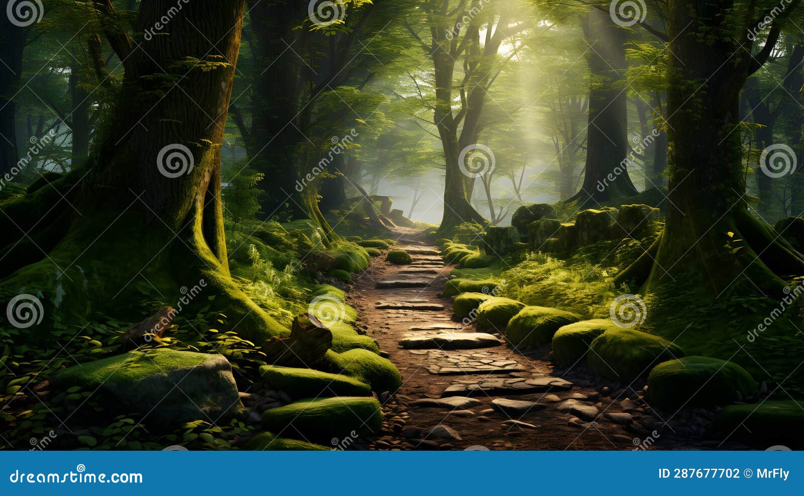 Path through Forest, Magical Place Stock Illustration - Illustration of ...