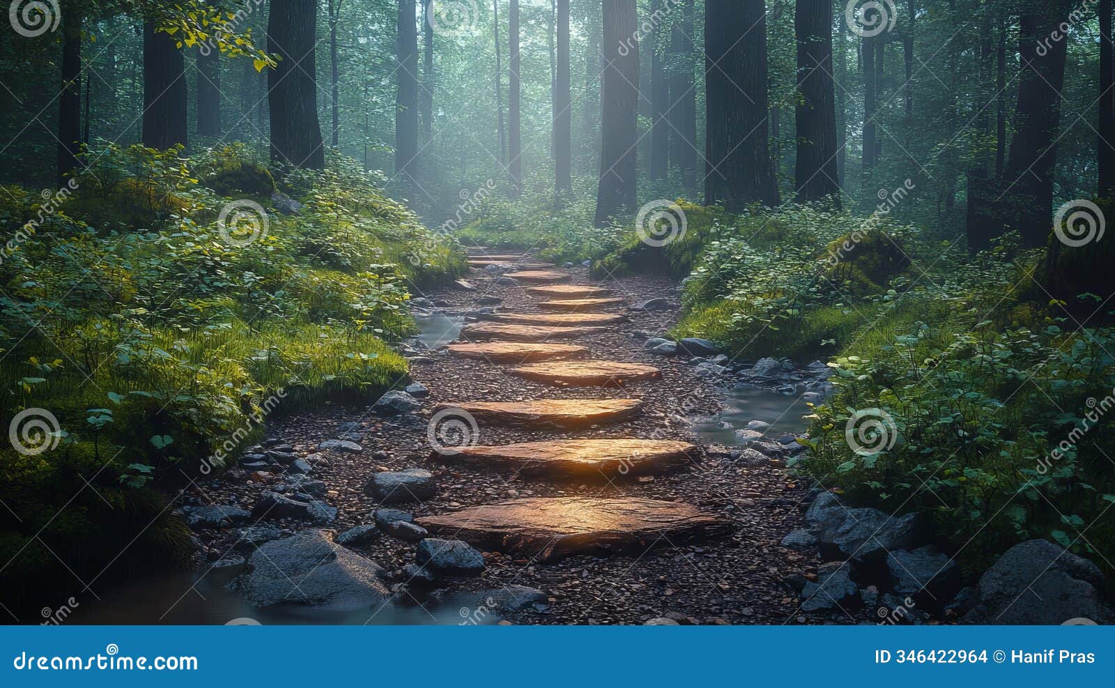 A Path through the Forest To the Waterfall Stock Illustration ...