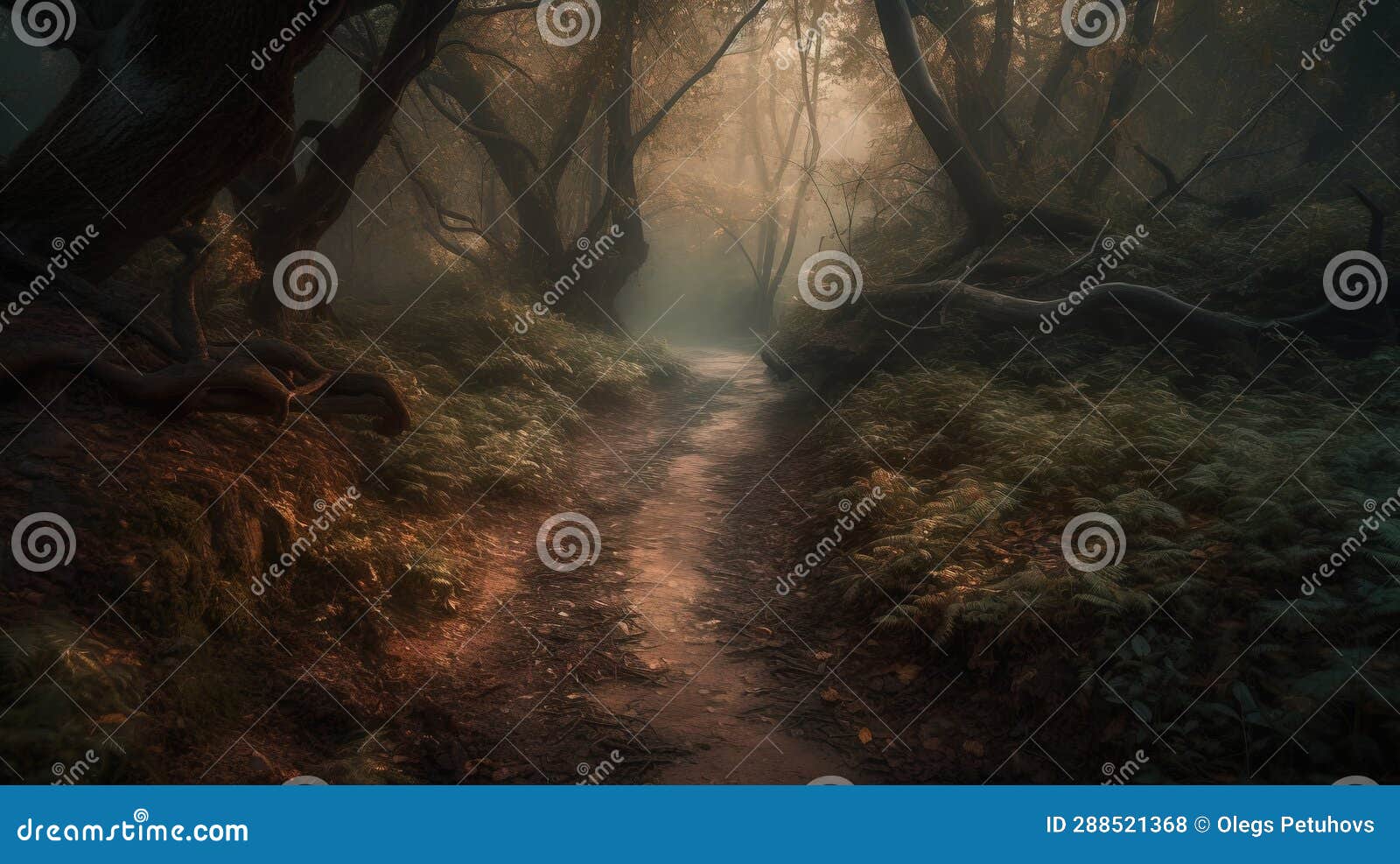 A Path in a Forest with Trees and Bushes on Both Sides of it and a ...