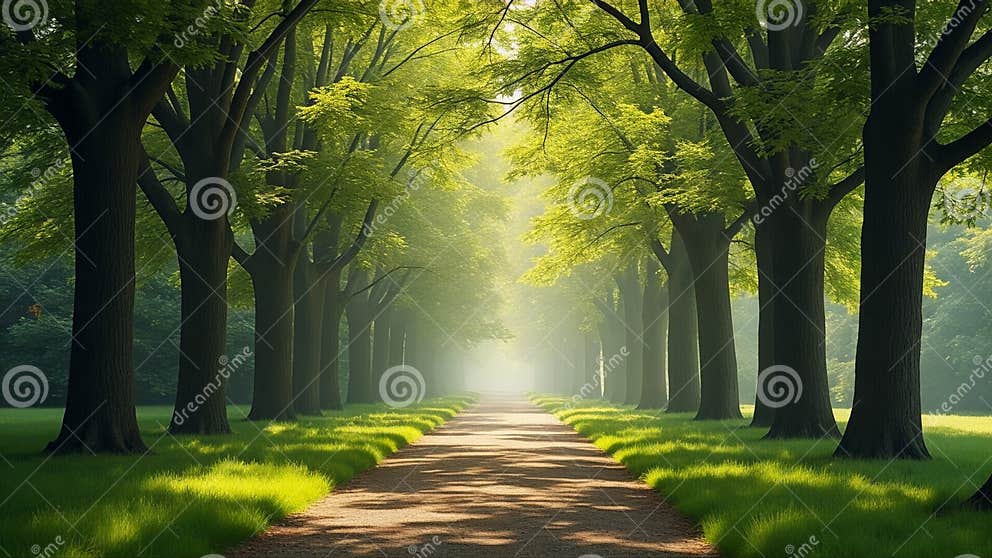 A Path through a Forest with Trees on Either Side Stock Illustration ...