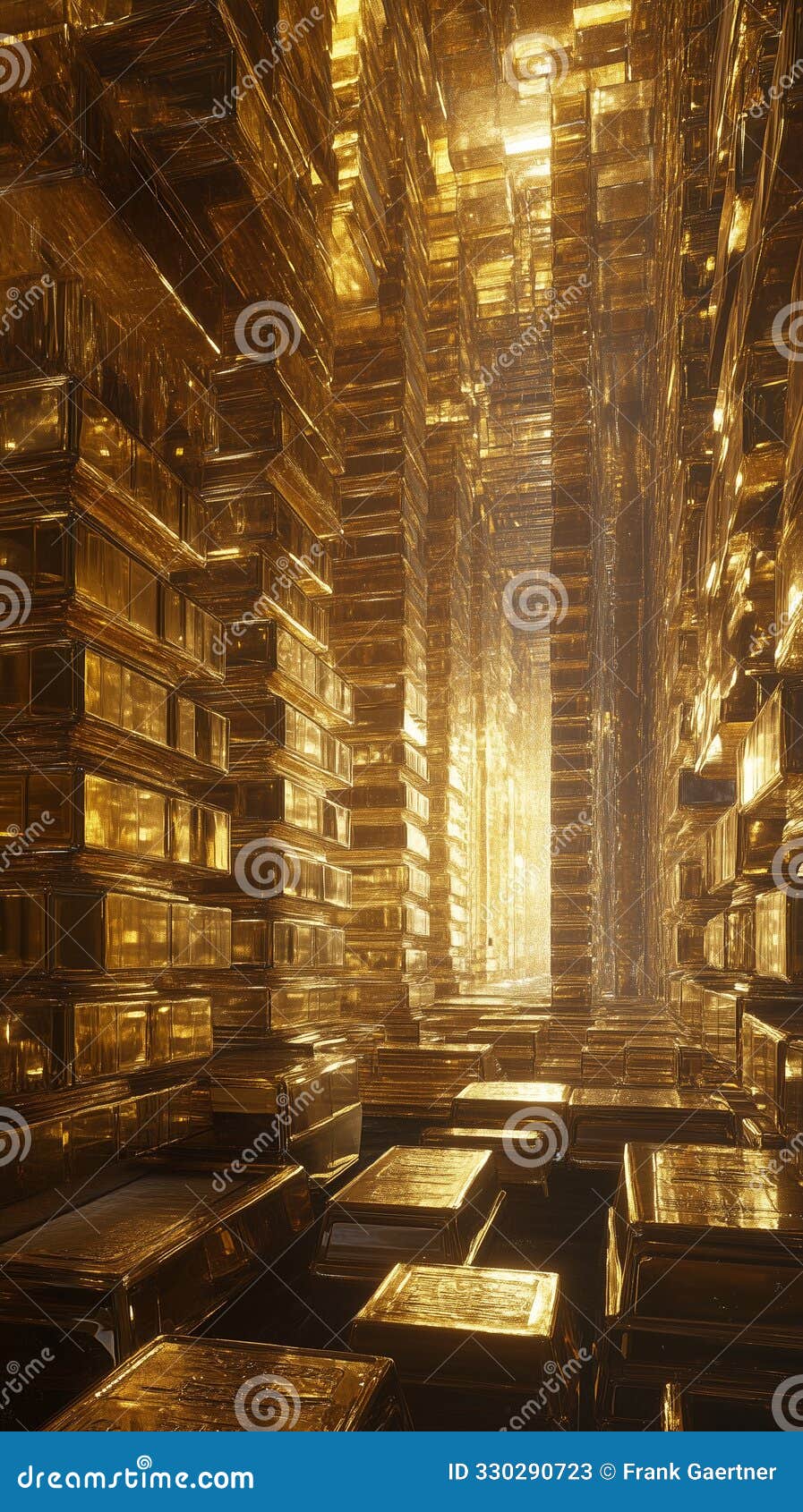 Path of Gold Bars is Leading through a Bank Vault with Rows of Gold on ...
