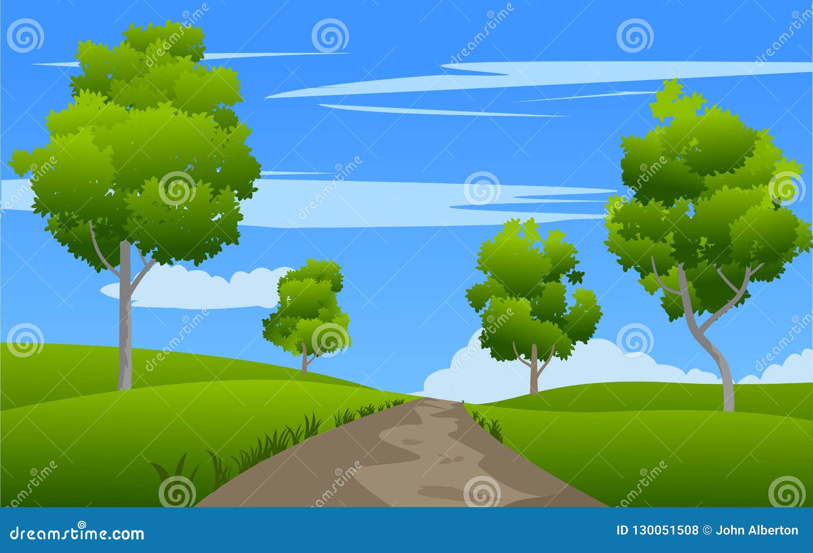 Path in green field stock illustration. Illustration of vector - 130051508