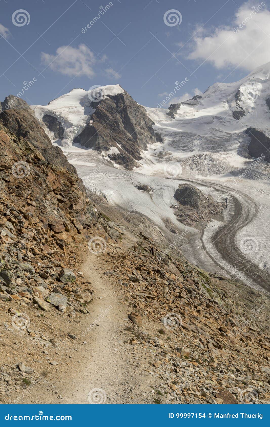 Path in the High Alps of Diavolezza, Engadin, Switzerland Stock Photo ...